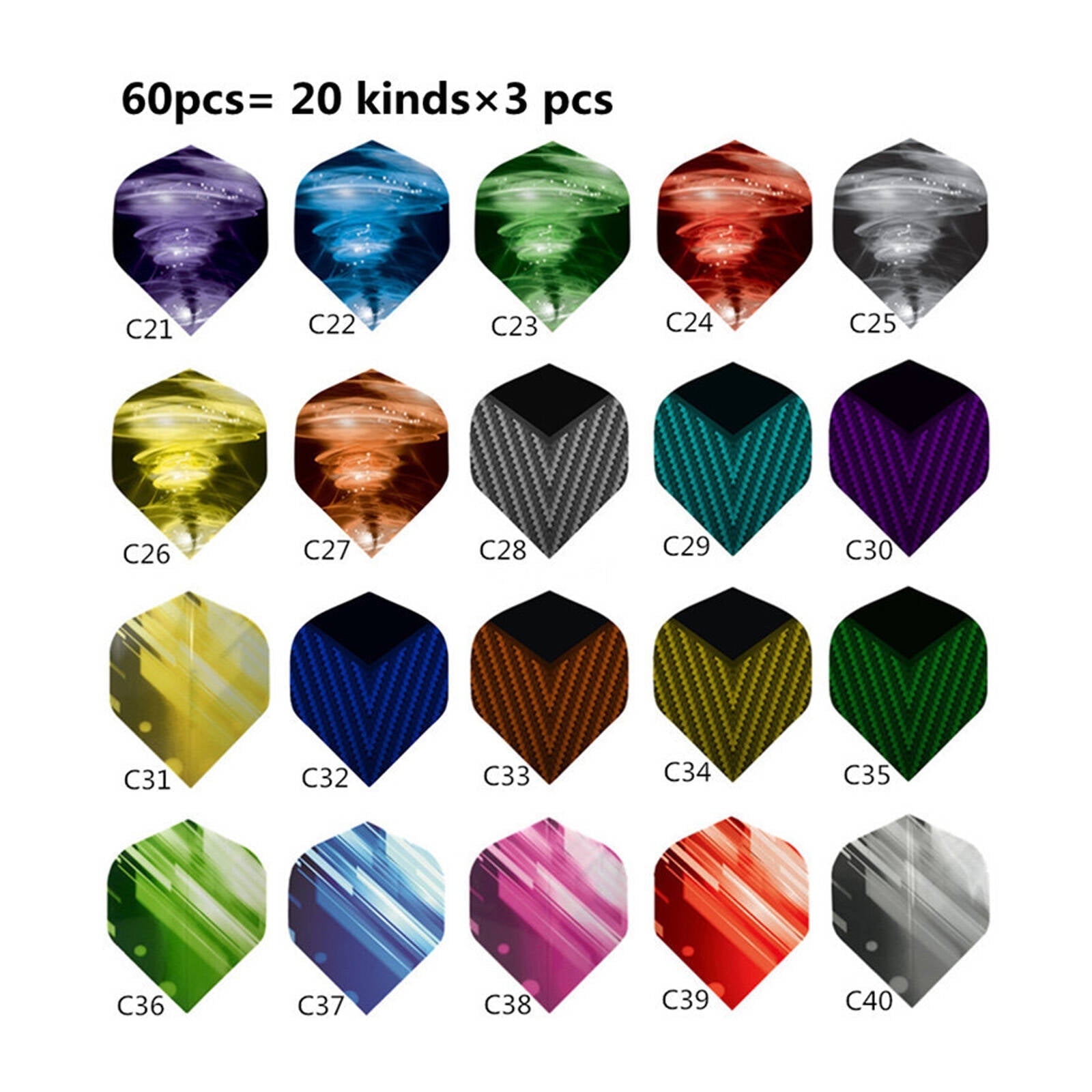 BESTSKY 60Pcs Darts Dynamic Dart Flights for Targeted Accuracy,Custom ...