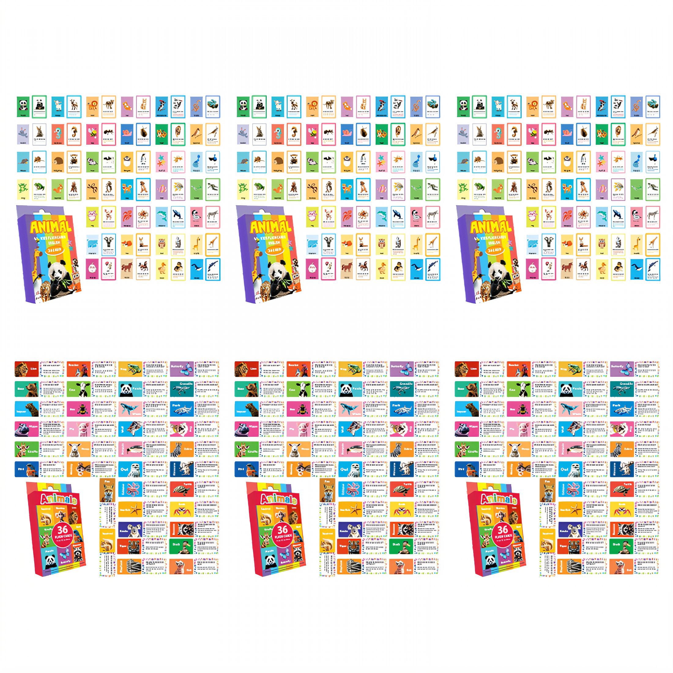 BESTSKY 6 Pack Flash Cards,Animal,Cartoon Animal Flash Cards for ...
