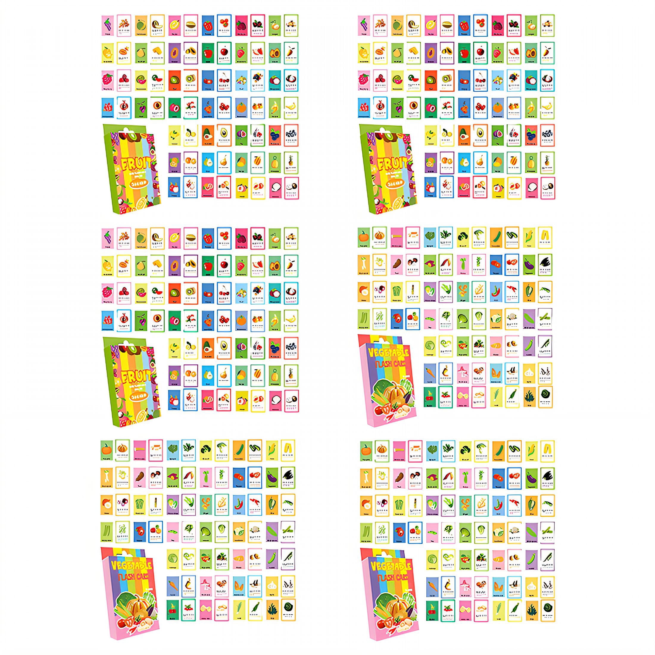 BESTSKY 6 Pack Flash Cards,Fruits,Vegetables Flash Cards for Toddlers ...