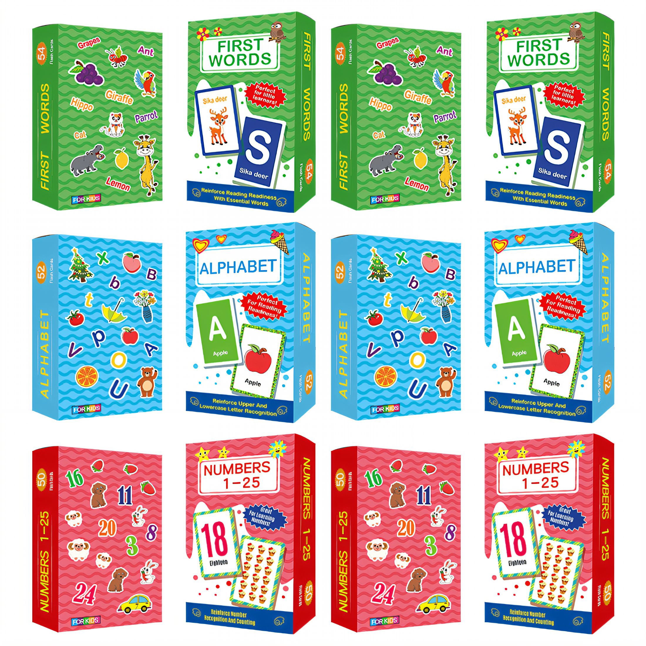 BESTSKY 6 Pack Flash Cards,Word,Number,Letters Flash Cards for Toddlers ...