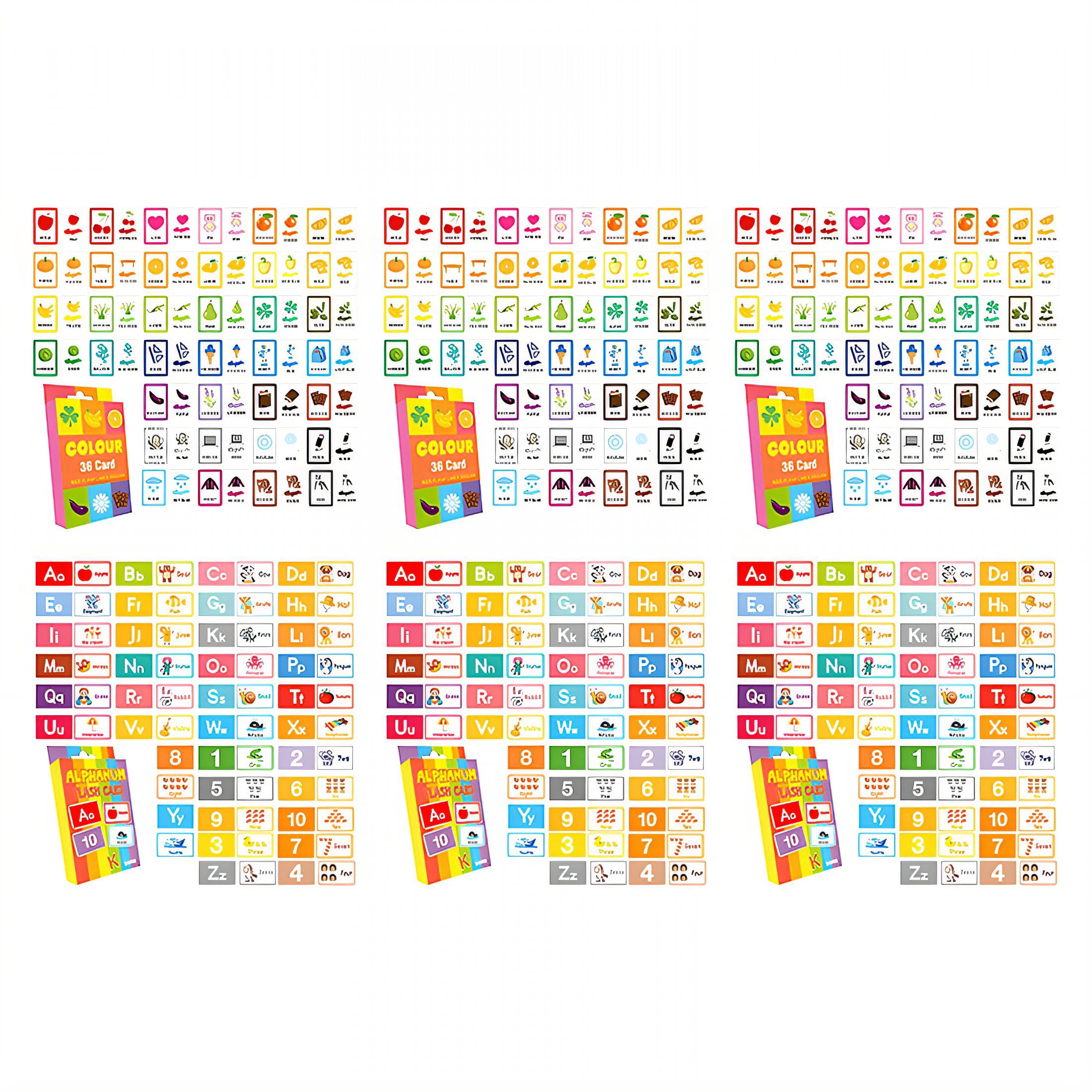 BESTSKY 6 Pack Flash Cards,Colour,Alphanumeric Toddler Flash Cards ...