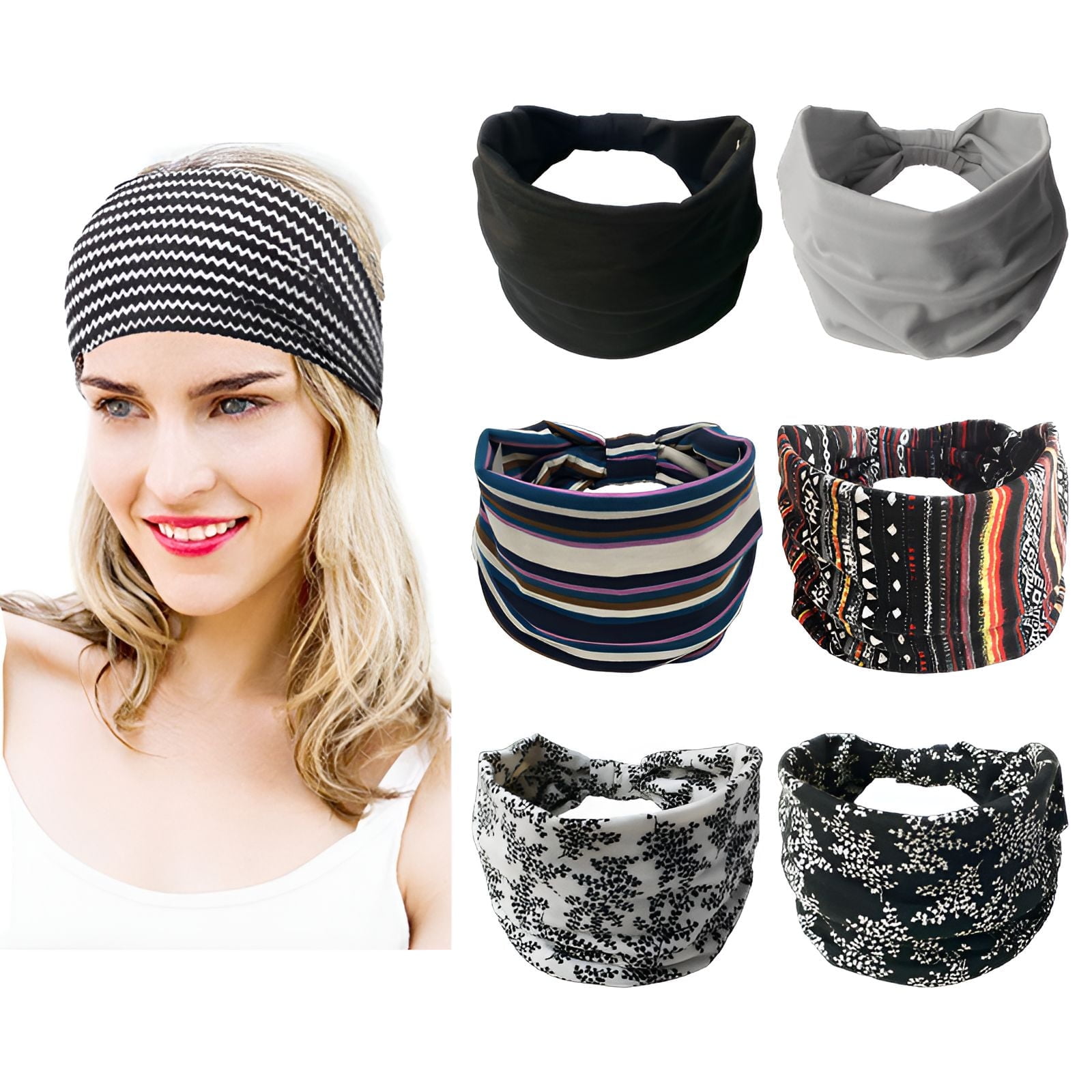 BESTSKY 6Pcs Sweat Band,Sweat Headbands for Women,Diademas Para Mujer ...