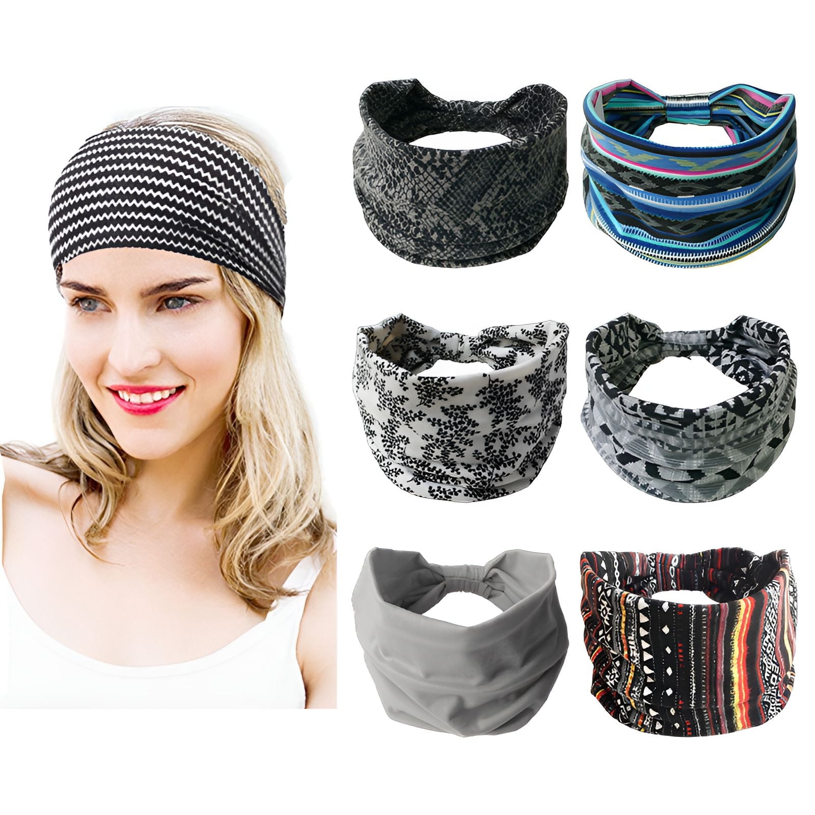 BESTSKY 6Pcs Sweat Band,Women's Headbands,Sweat Band,Multicolor3 ...