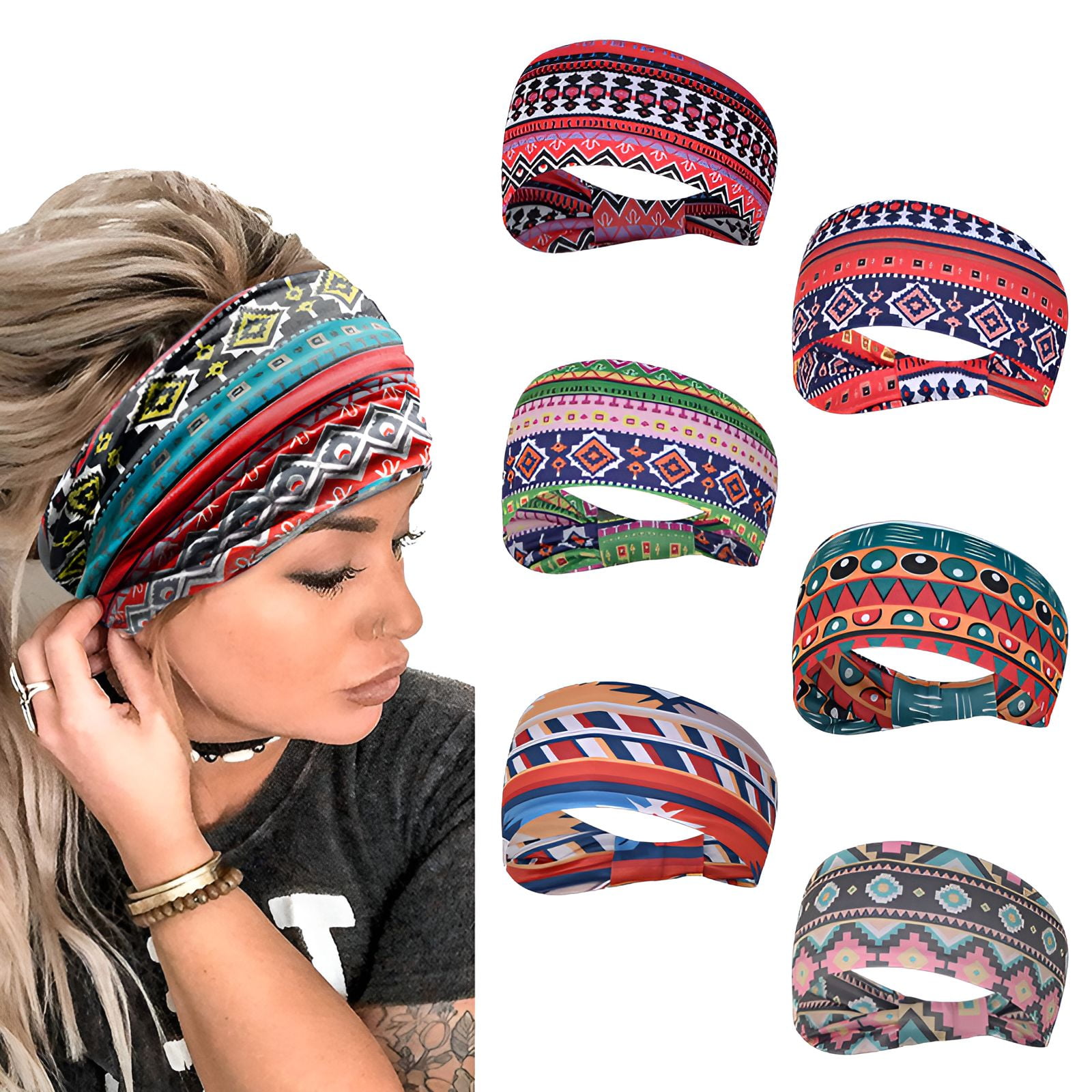 BESTSKY 6Pcs Wide Headbands for Women,Relaxed Fit Elastic Headbands for ...