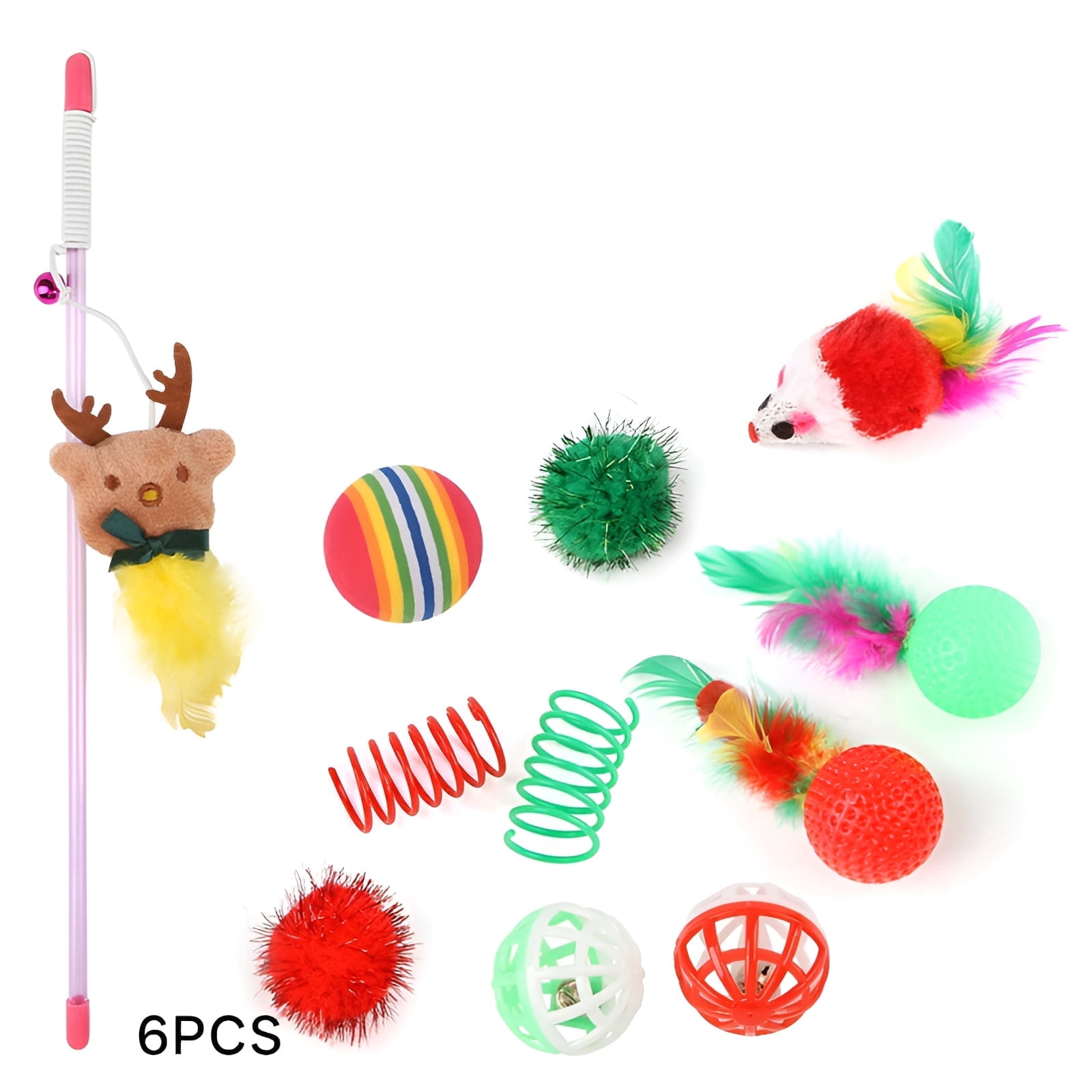 BESTSKY 6Sets Interactive Cat Toy,Dogs Accessories,Kitty Curls Cat Toy ...