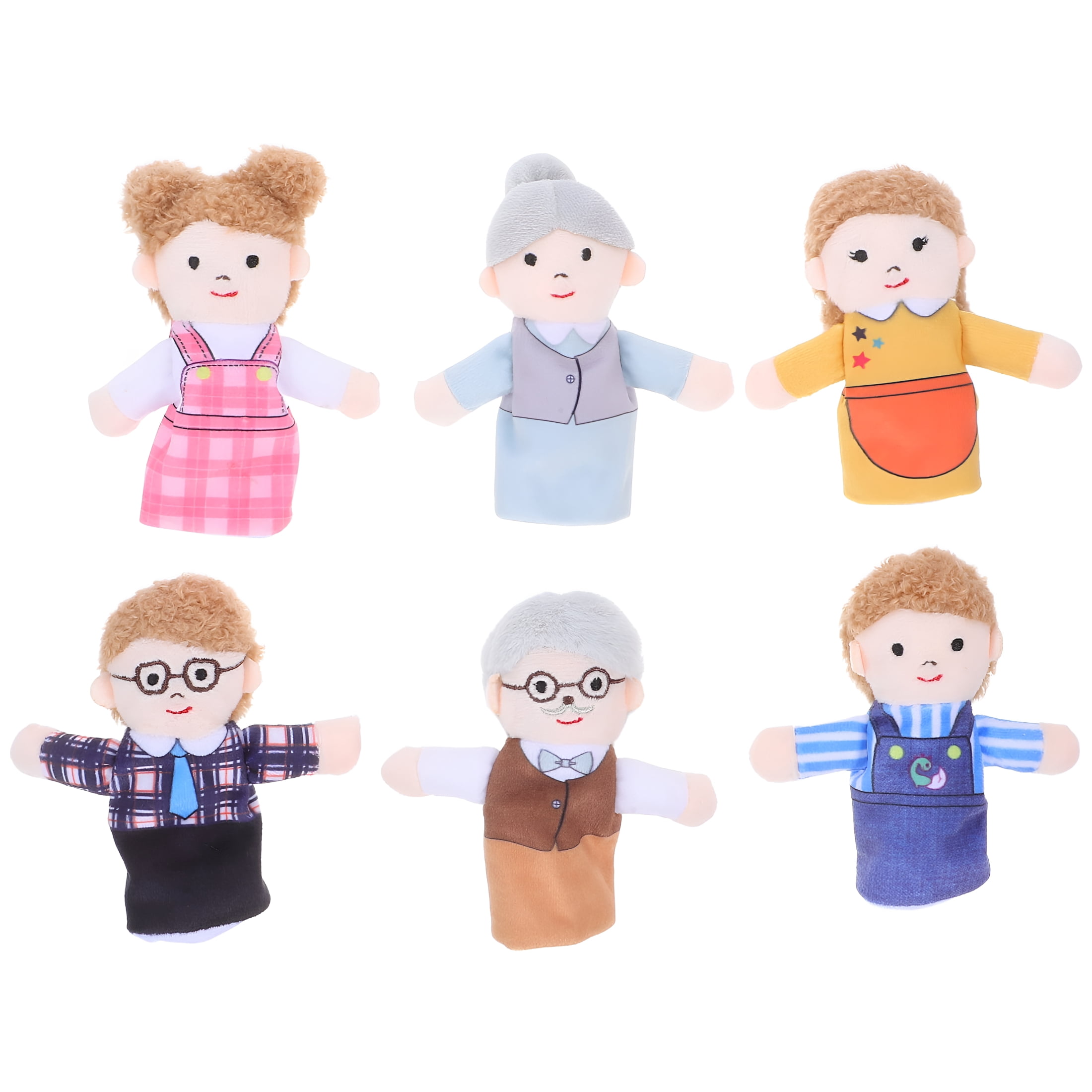BESTSKY 6pcs Kids Hand Puppets Set Family Plush Finger Puppets For ...