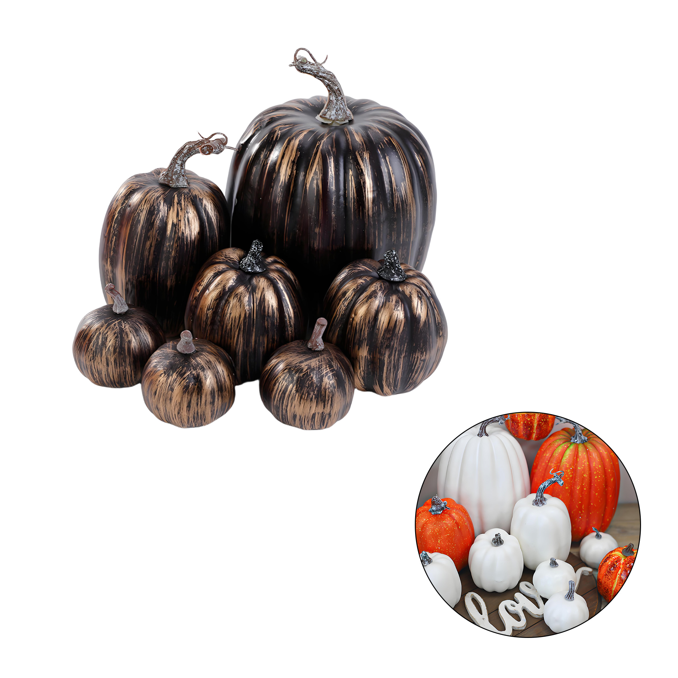 BESTSKY 7Pcs Pumpkins for Decorating,Vivid Color Pumpkins Fall Kitchen ...
