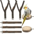 BESTSKY 8 PCS Bird Perches for Cage, Natural Wood Parrot Perch Stand ...