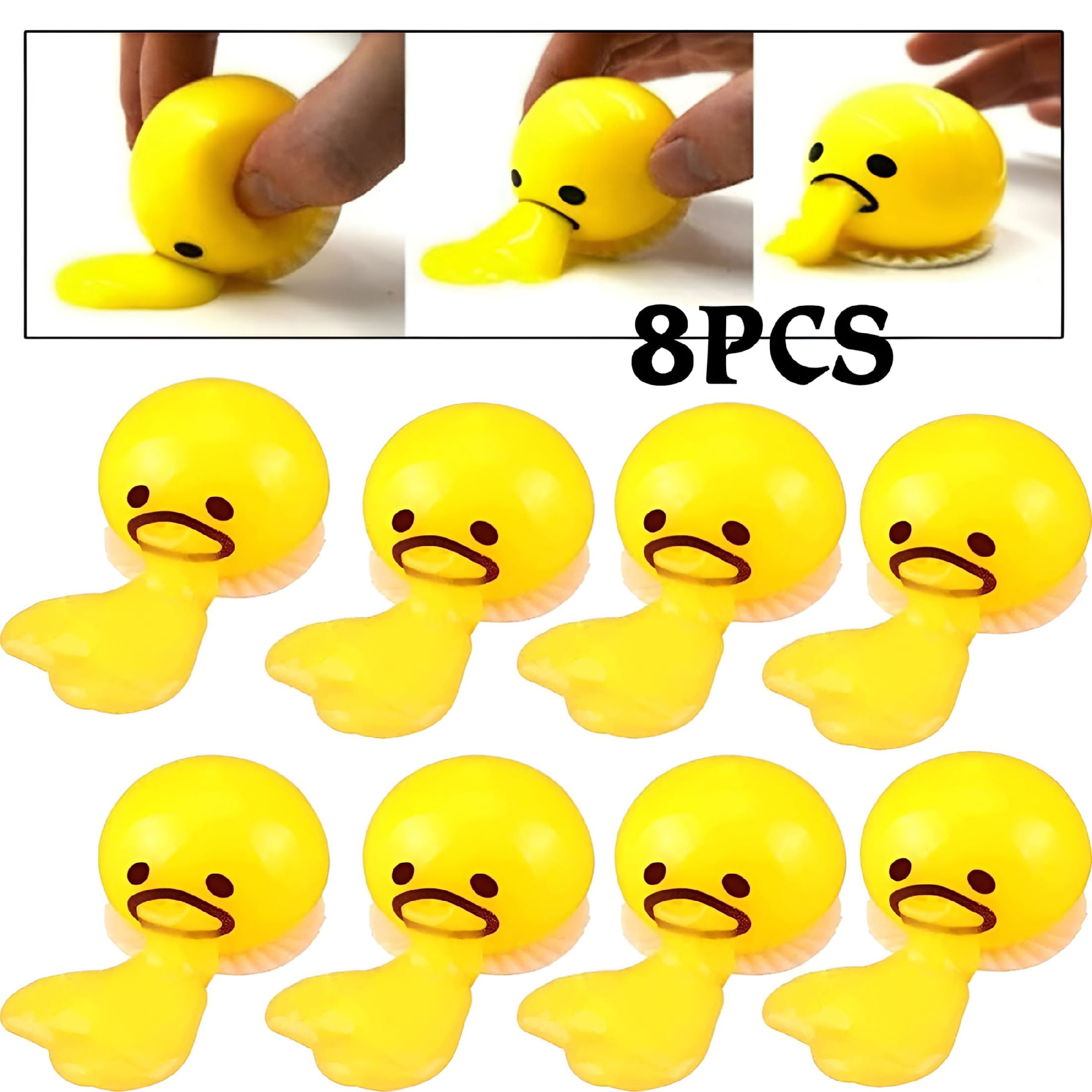 BESTSKY 8 Pcs Cute Yellow Round Sucking and Vomiting Lazy Yolk Vomiting ...