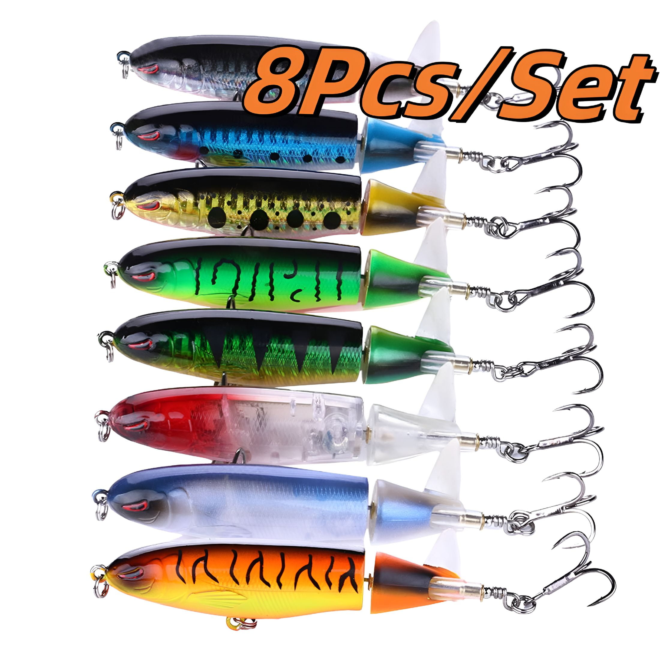 BESTSKY 8PCS Fishing Lures Bait, Topwater Floating Rotating Tail for ...