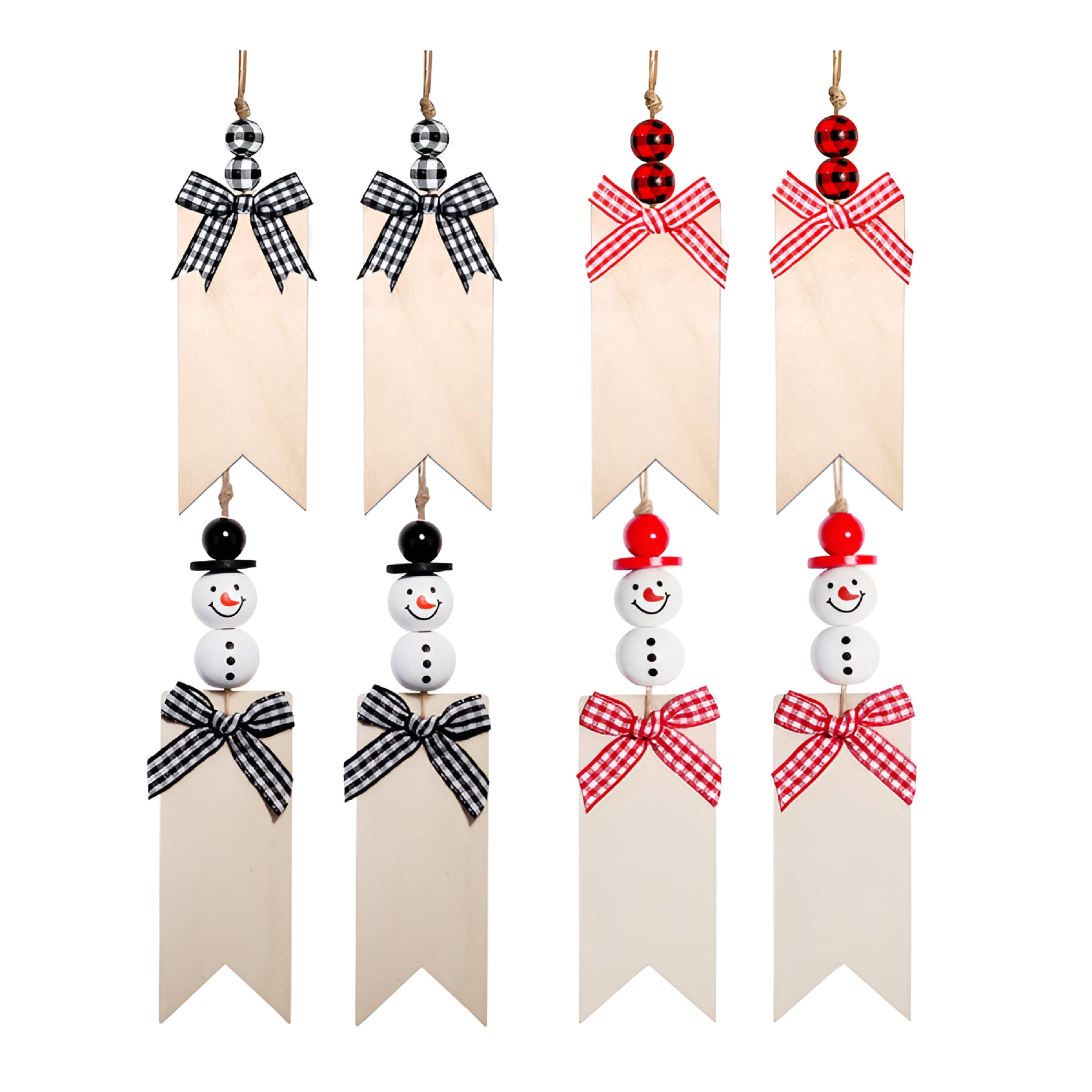BESTSKY 8Pcs Christmas Stocking Hanging Tags Wooden Name Tags Snowman ...