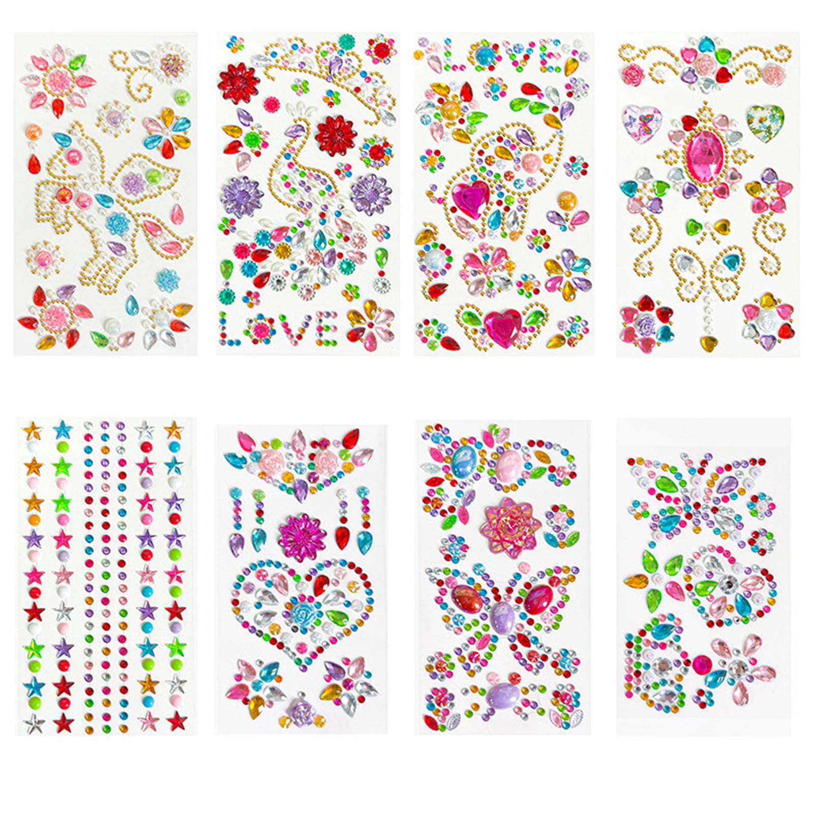 BESTSKY 8Pcs Face Jewels,Creative Decoration Choice Face Gems,Adhesive ...