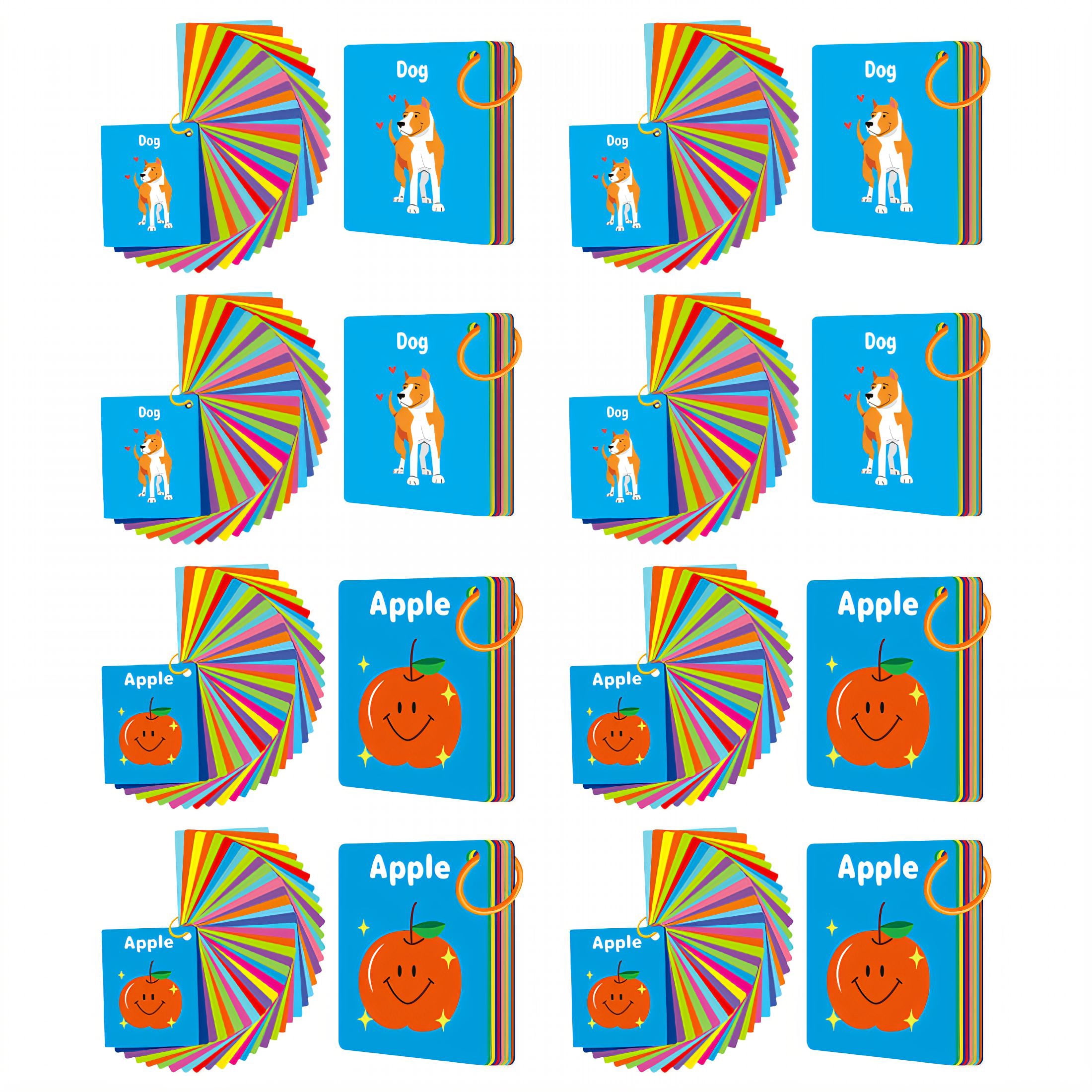 BESTSKY 8 Pack Flash Cards,Animal,Food Toddler Flash Cards,Double-Sided ...