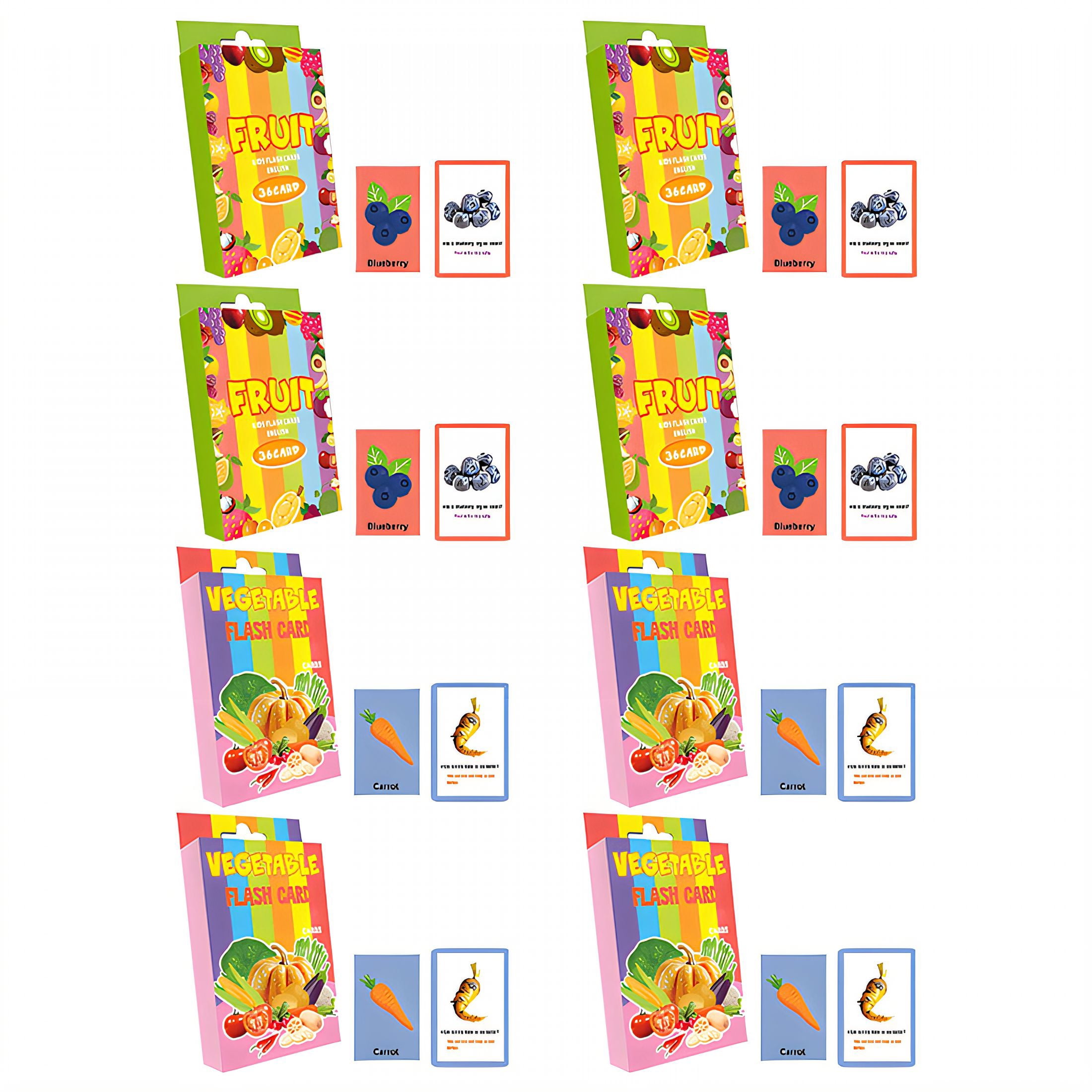 BESTSKY 8 Pack Flash Cards,Fruits,Vegetables Toddler Flash Cards,Flash ...