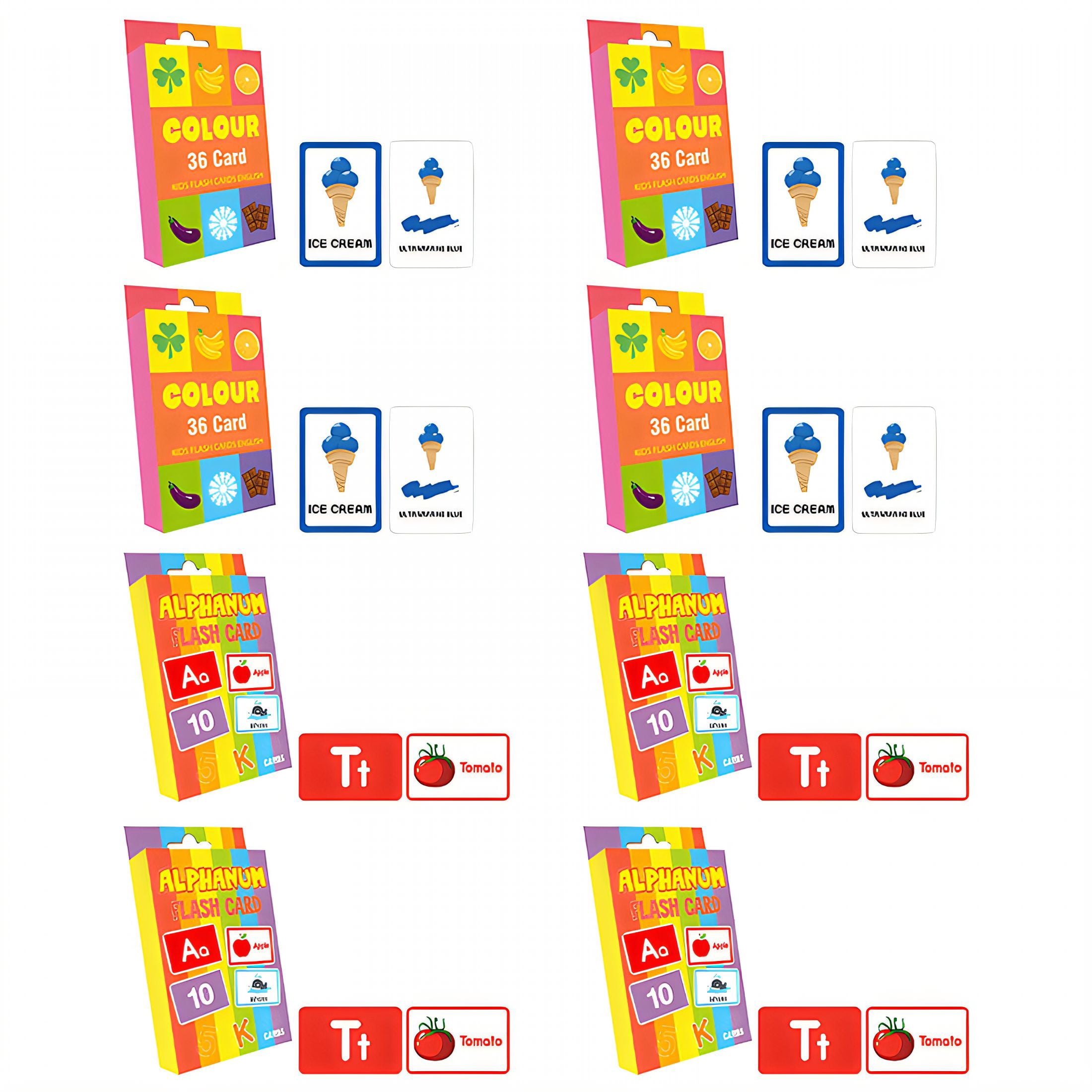 BESTSKY 8 Pack Flash Cards,Colour,Alphanumeric Flash Cards for Toddlers ...