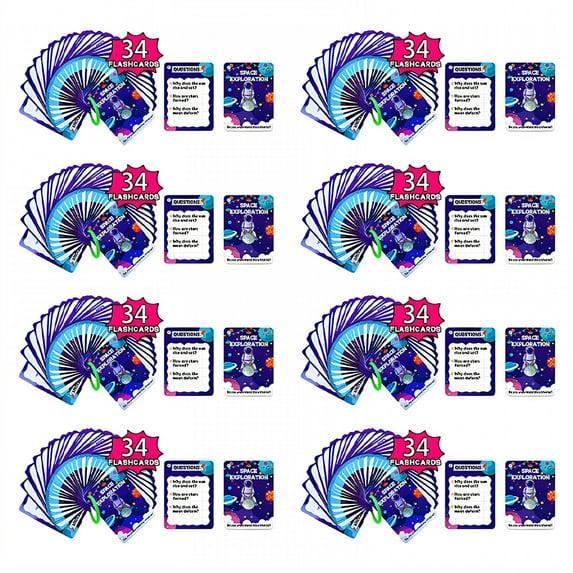 BESTSKY 8 Pack Flash Cards,Space Toddler Flash Cards,Double-Sided ...