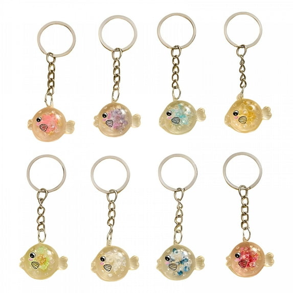 BESTSKY 8Pcs Night Visible Silicone Puffer Fish Keychains Funny Designs ...