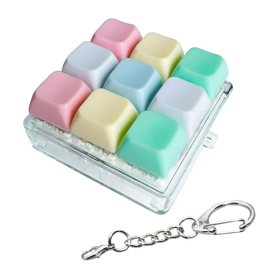 BESTSKY 9-in-1 Keyboard Fidget Toy Click Keychain Stress Relief Button ...