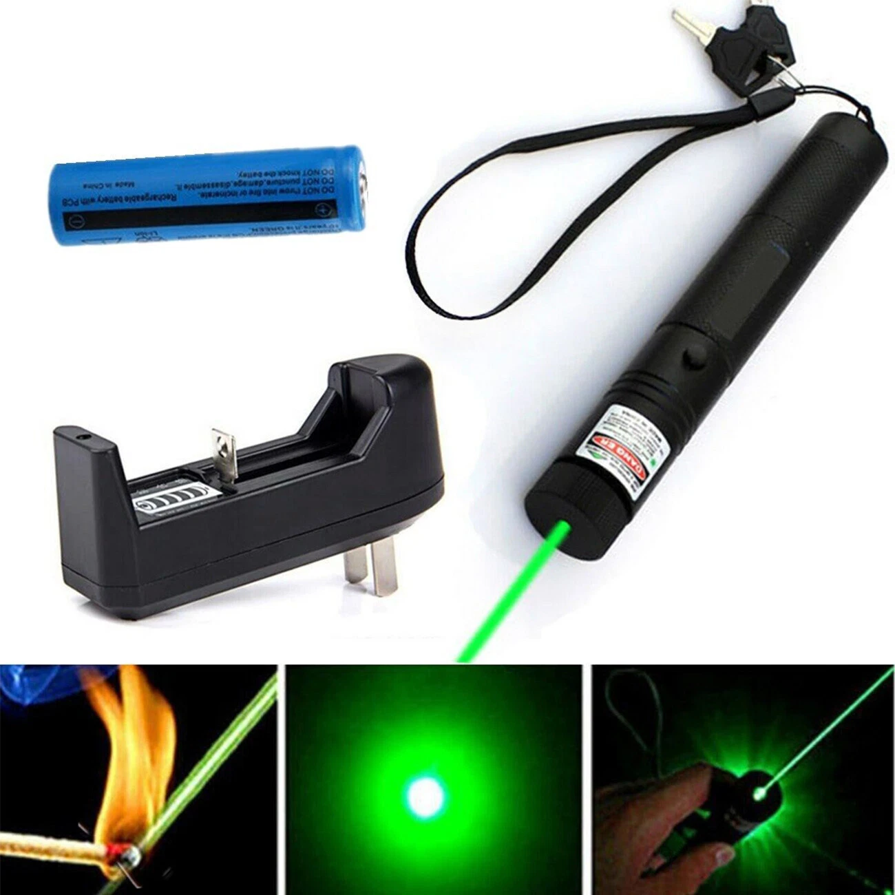 BESTSKY 9900 Miles Rechargeable 532Nm Green Laser Pointer Pen Visible ...