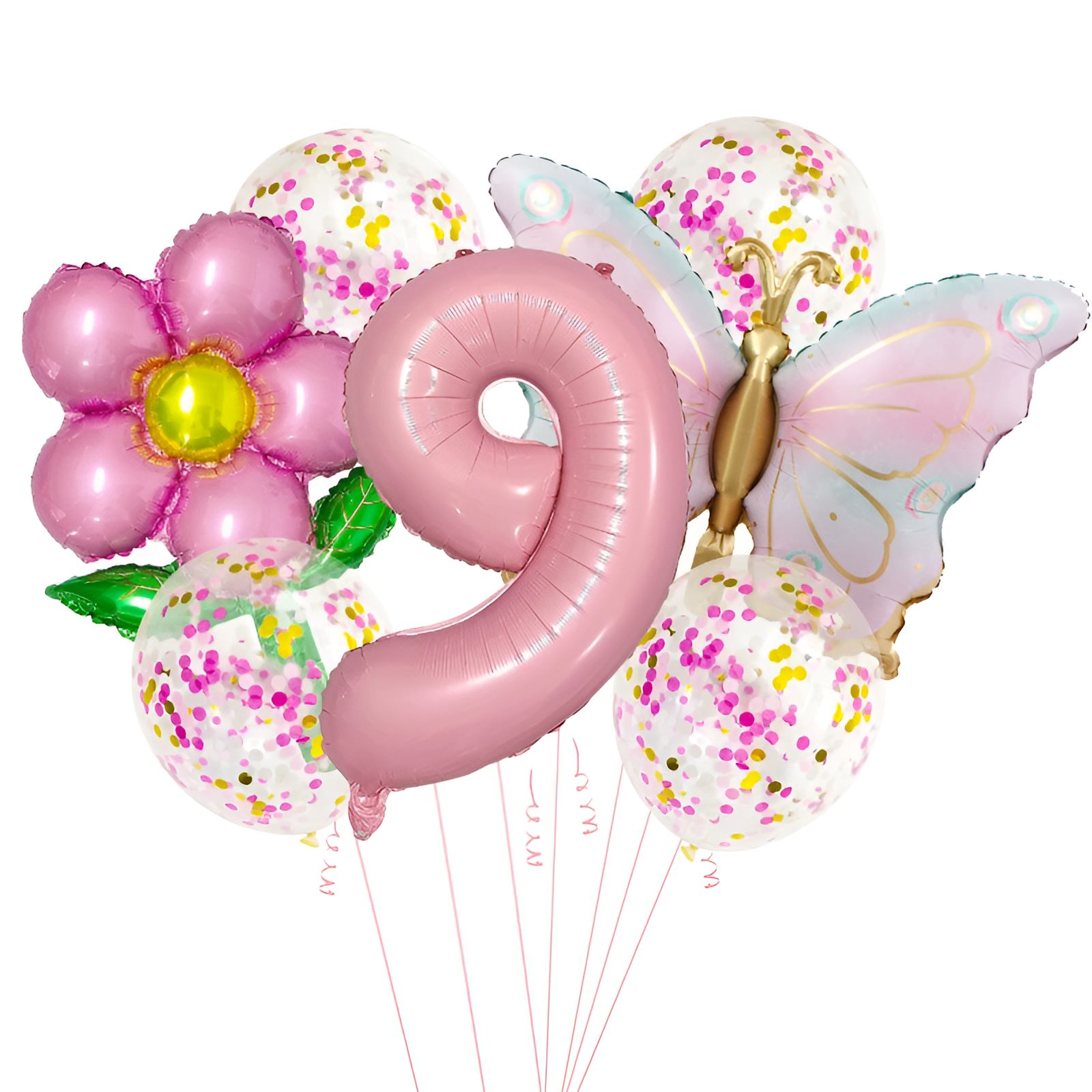 BESTSKY 9Pcs Number Balloons,First Birthday Balloons Birthday ...