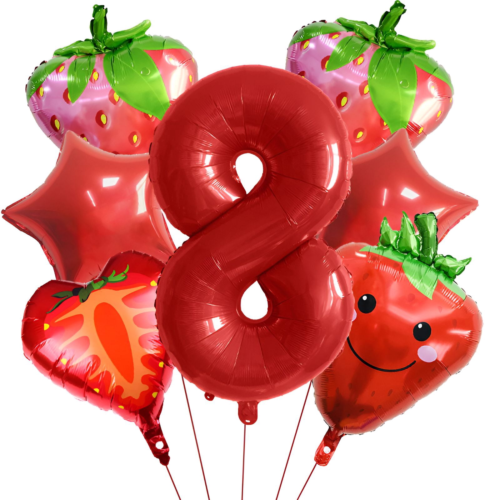 BESTSKY 9Pcs Number Balloons,Strawberry Party Decor Birthday ...