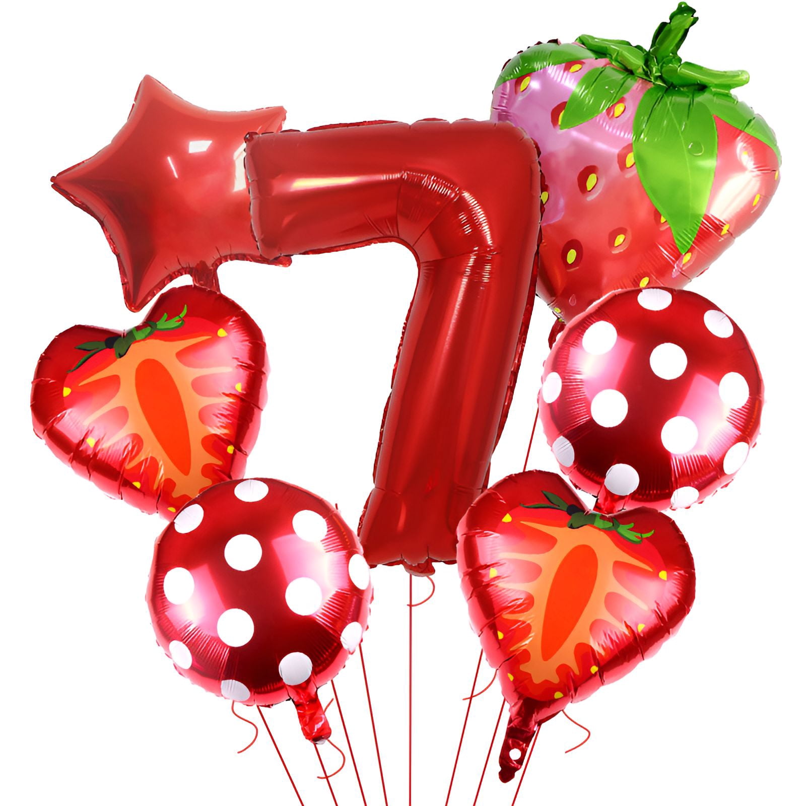 BESTSKY 9Pcs Number Balloons,Strawberry Photo Highlight Balloons for ...