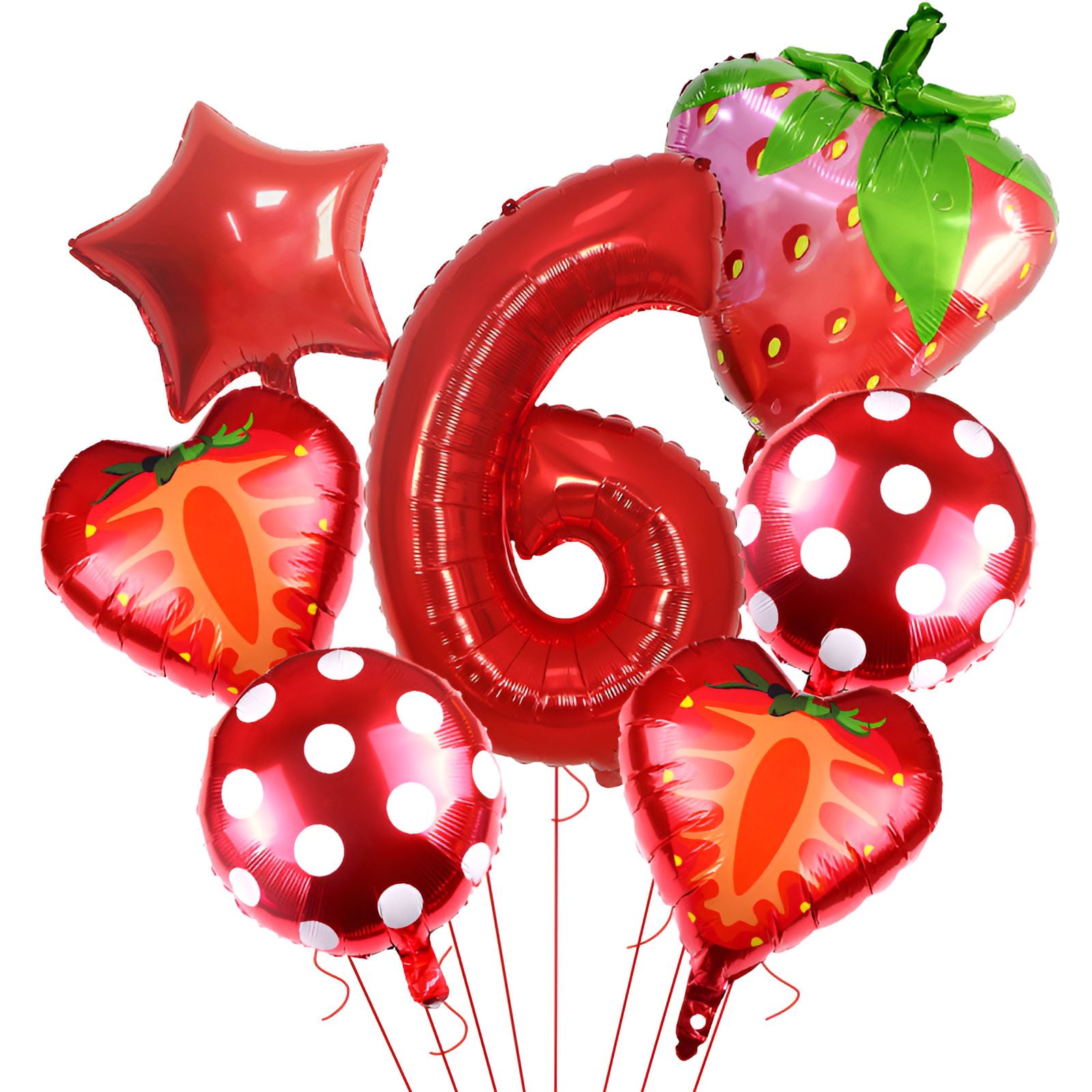 BESTSKY 9Pcs Number Balloons,Strawberry Themed Setup Party Decorations ...