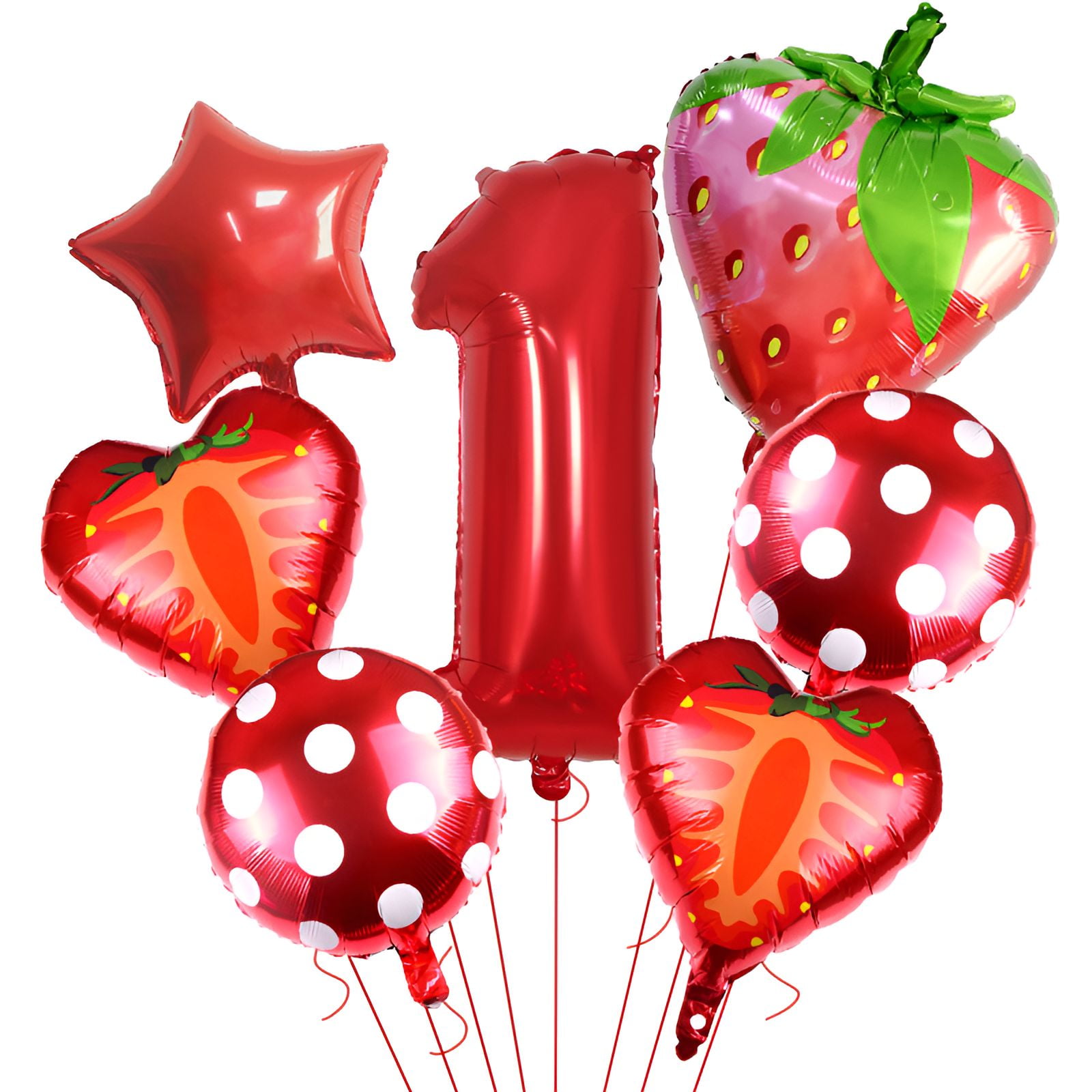 BESTSKY 9Pcs Number Balloons,Unique Party Highlight Balloons for Birthday Party,Strawberry Party ...