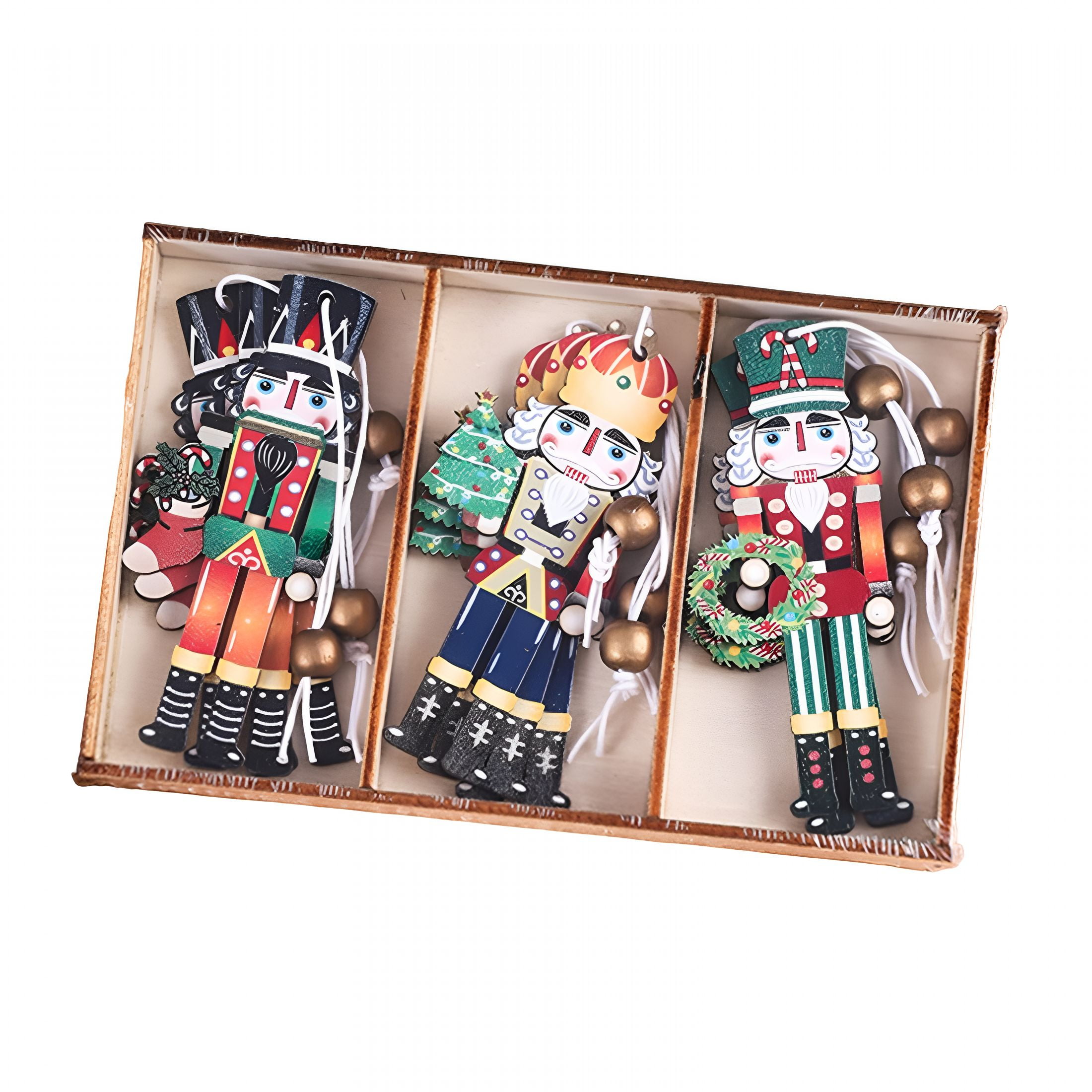BESTSKY 9Pcs Wooden Nutcracker Nutcracker Christmas Ornaments Small ...
