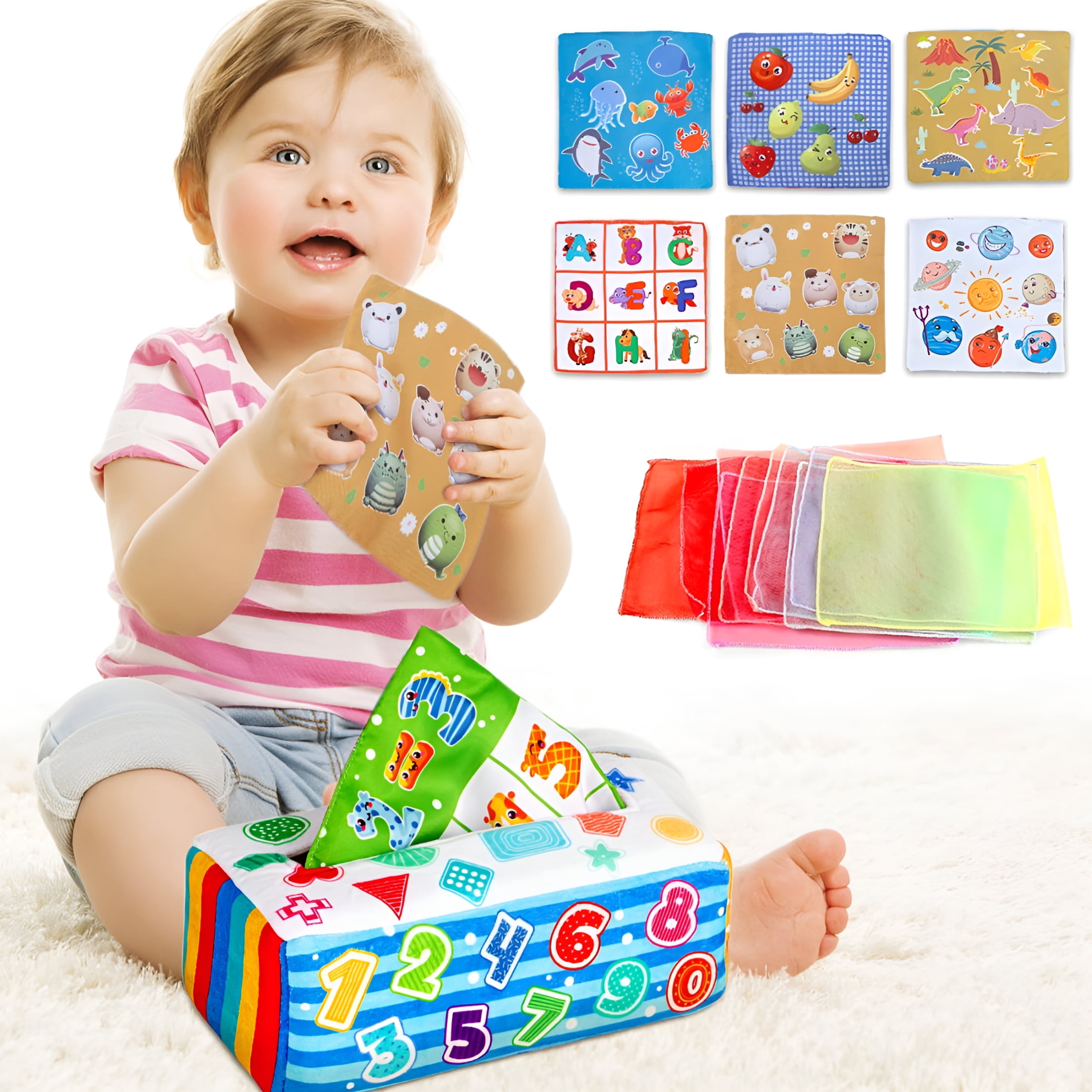 BESTSKY Baby Tissue Box Toy Sensory Educational Toys for Babies Infants ...