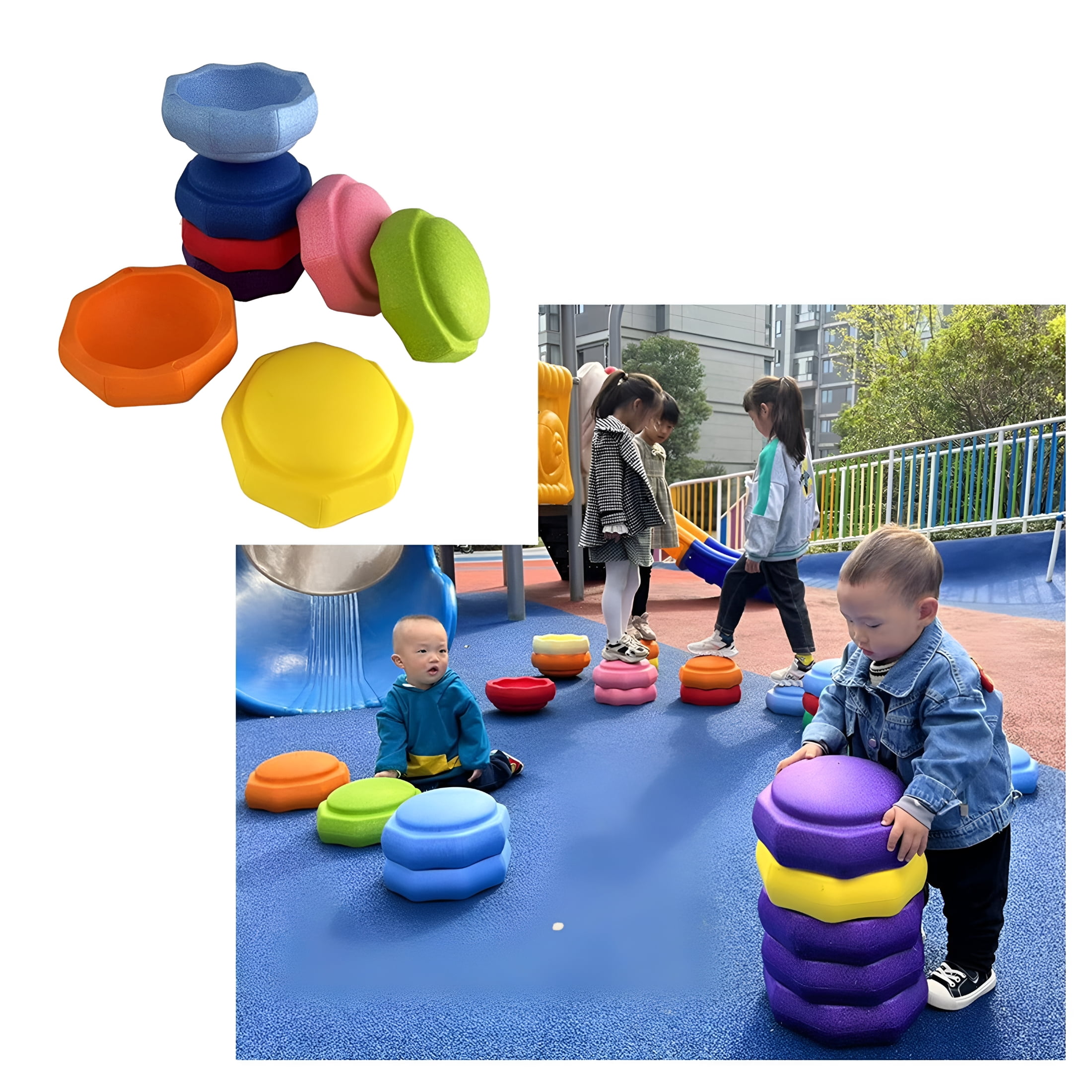 BESTSKY Balance Stepping Stones for Kids Non-Slip River Stones Obstacle ...