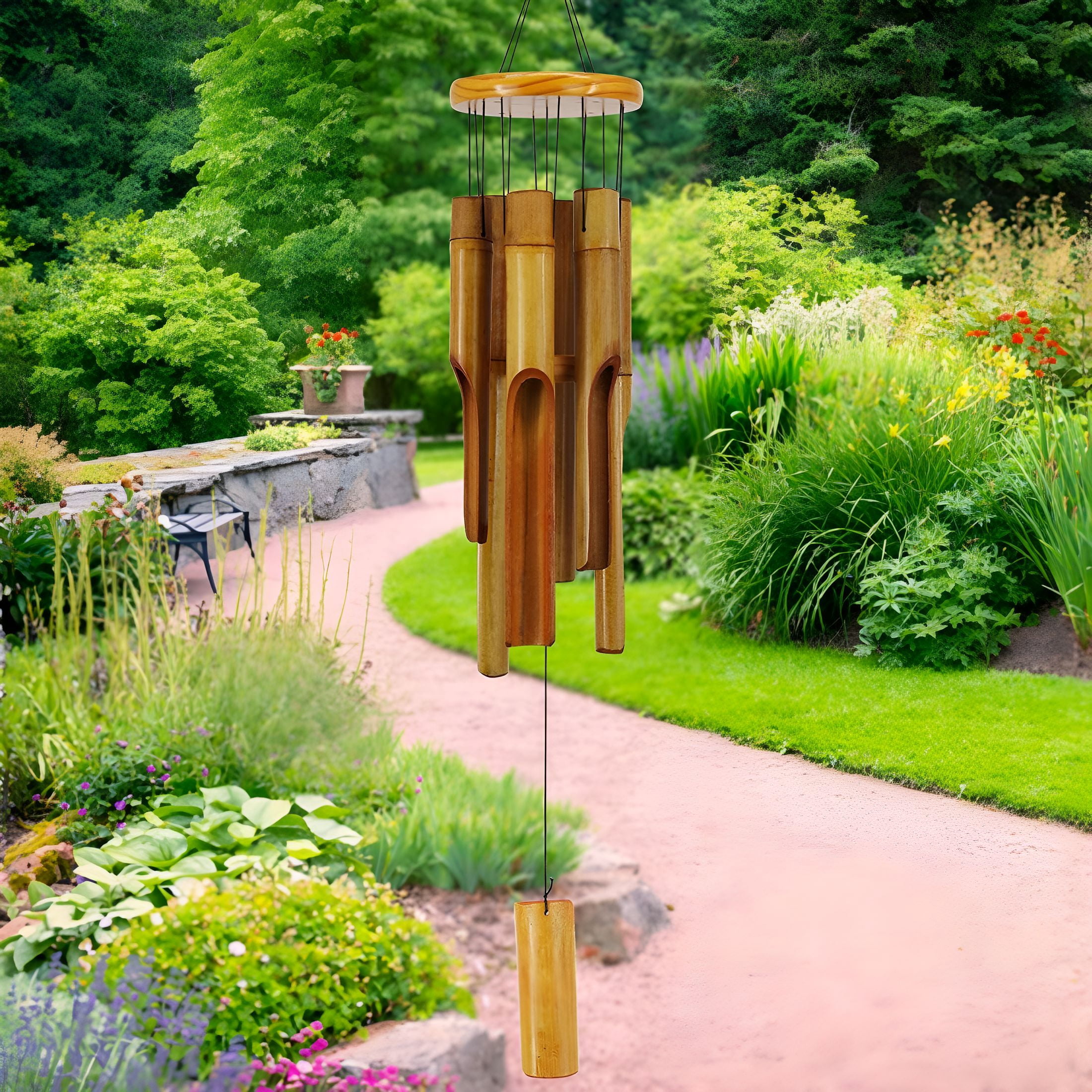 BESTSKY Bamboo Wind Chimes Outdoor,Wooden Wind Chimes with Melody Deep ...