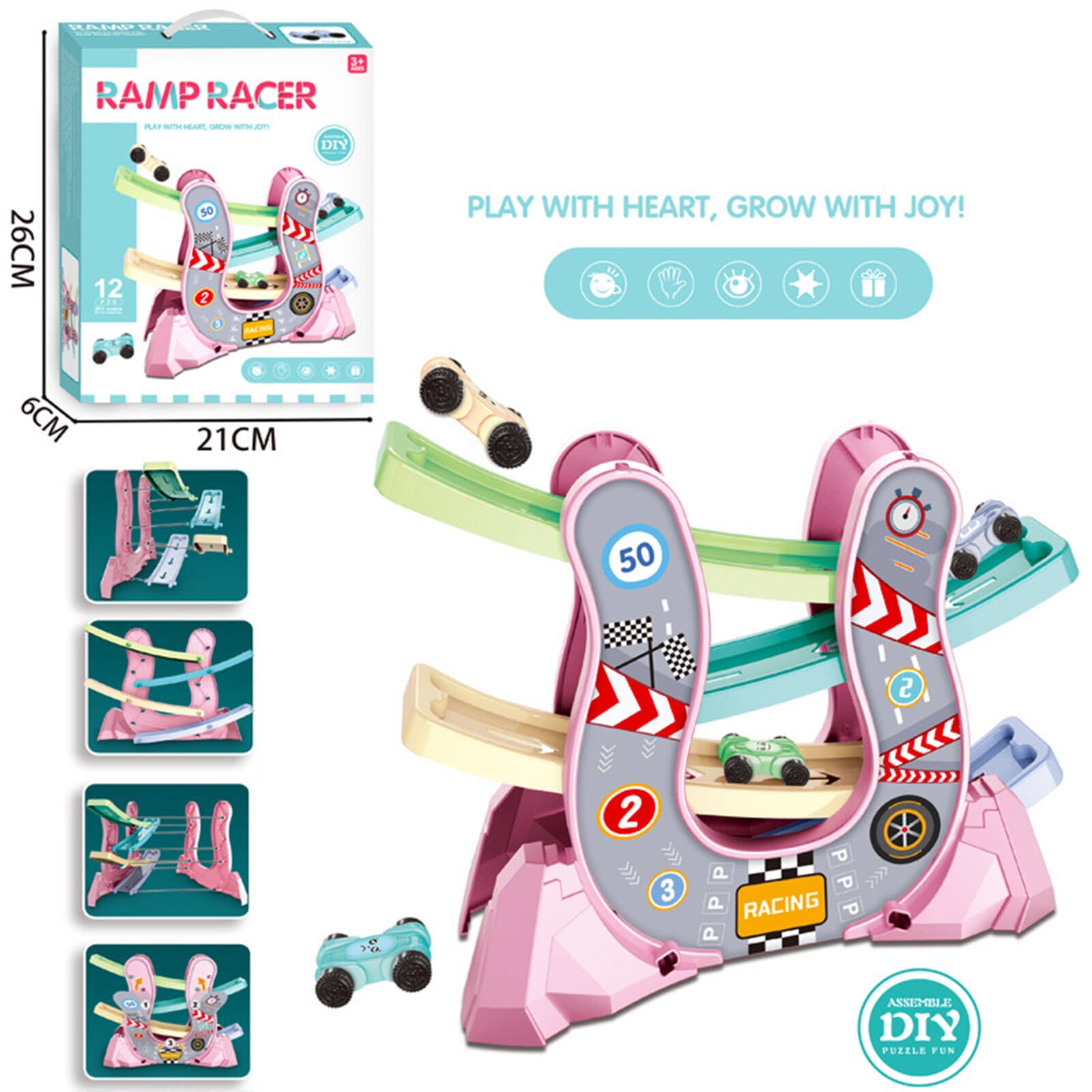 BESTSKY Car Ramp Toy Track with Moving Signs Race Track Smooth Track ...