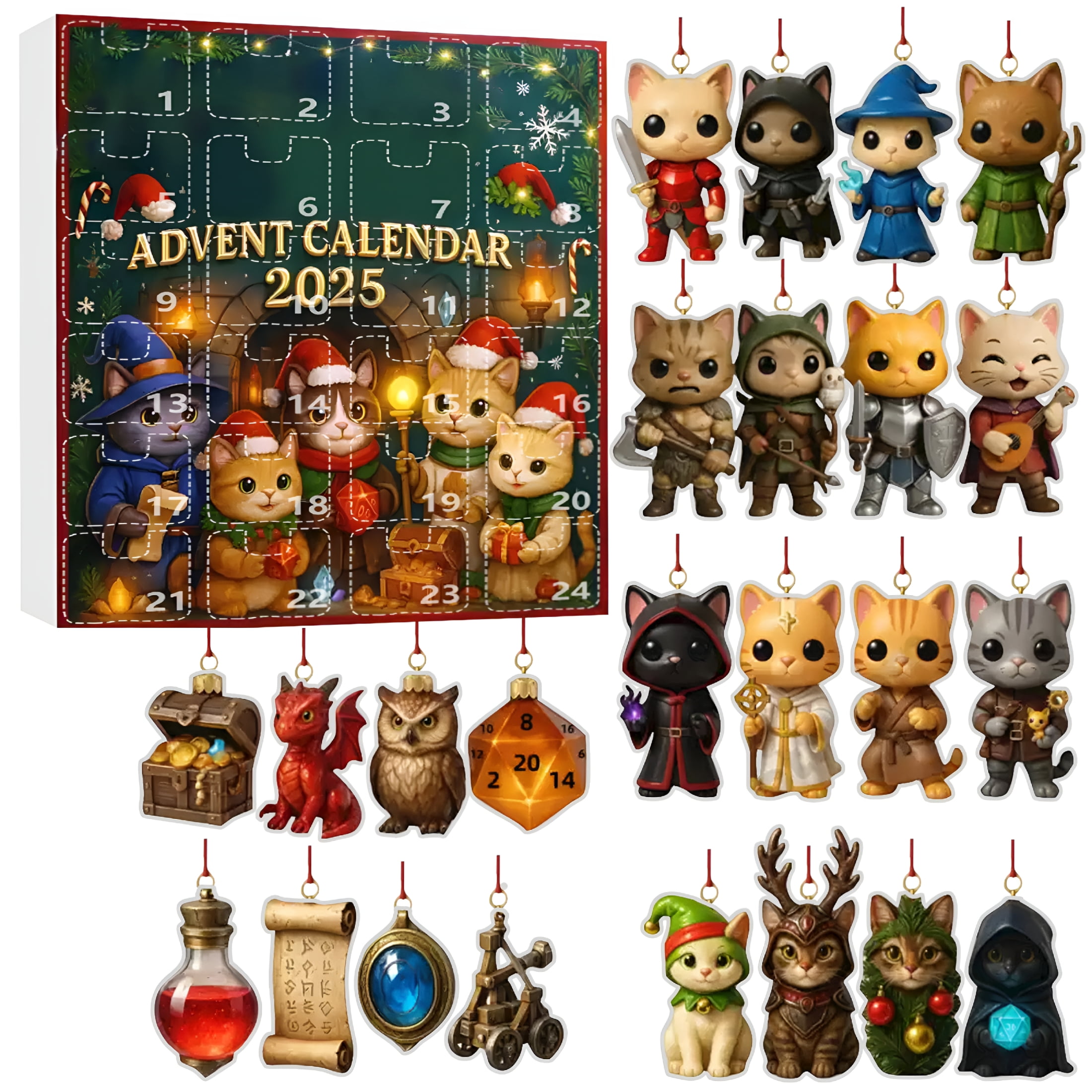 BESTSKY Cats Advent Calendar-24 Days 2D Acrylic Fantasy Cat ...