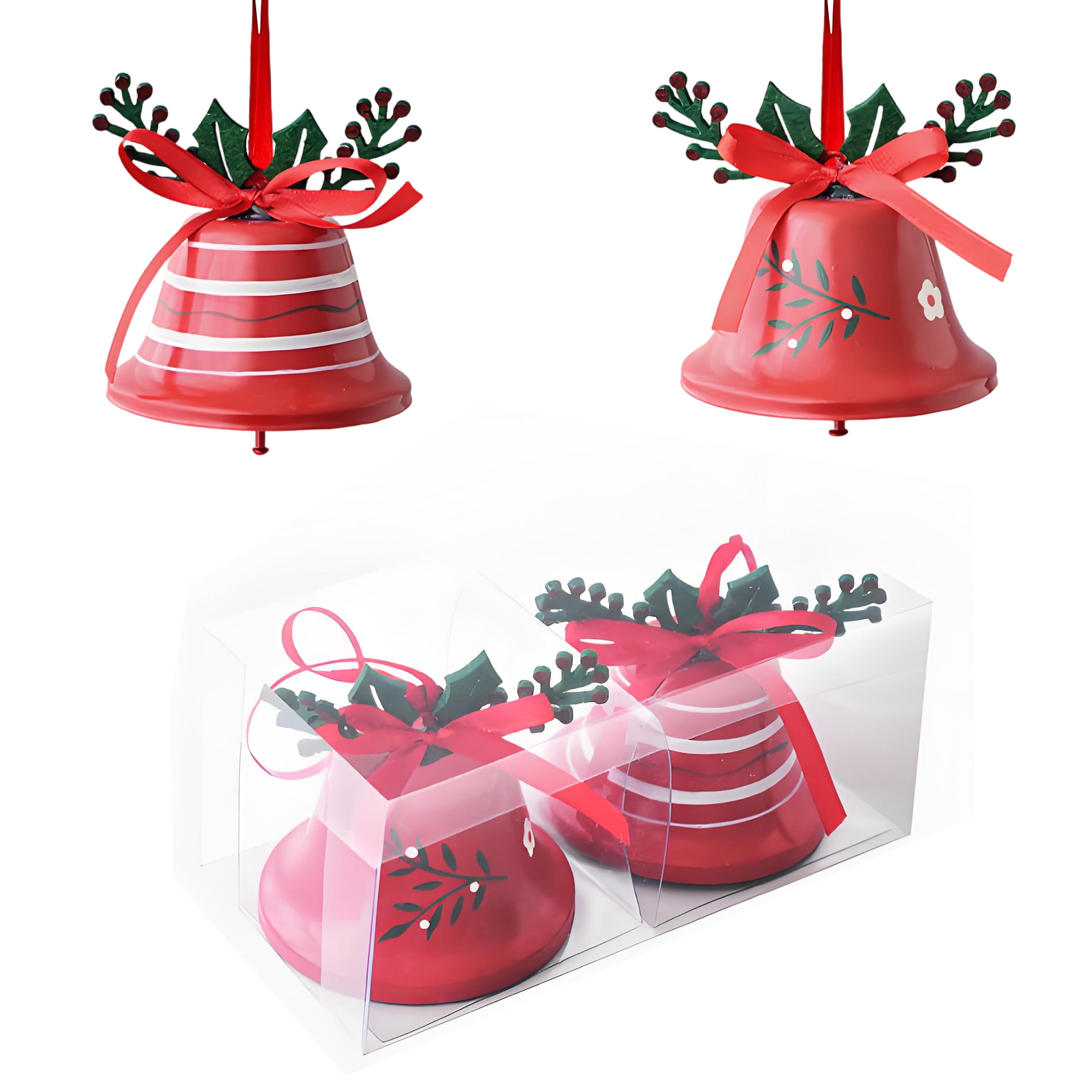 BESTSKY Christmas Bells for Decoration 3" Red Metal Jingle Bell Door ...