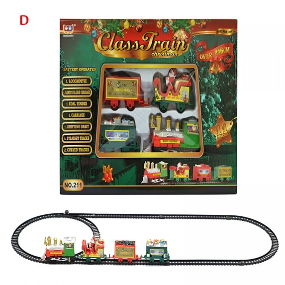 BESTSKY Christmas Train Set Track Musical Sound Lights Around Tree ...