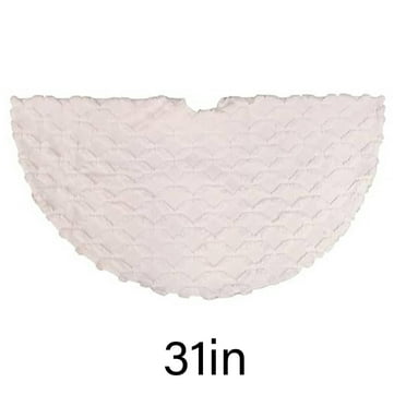 36 Inch Faux Fur Christmas Tree Skirt White Plush Skirt for Merry ...
