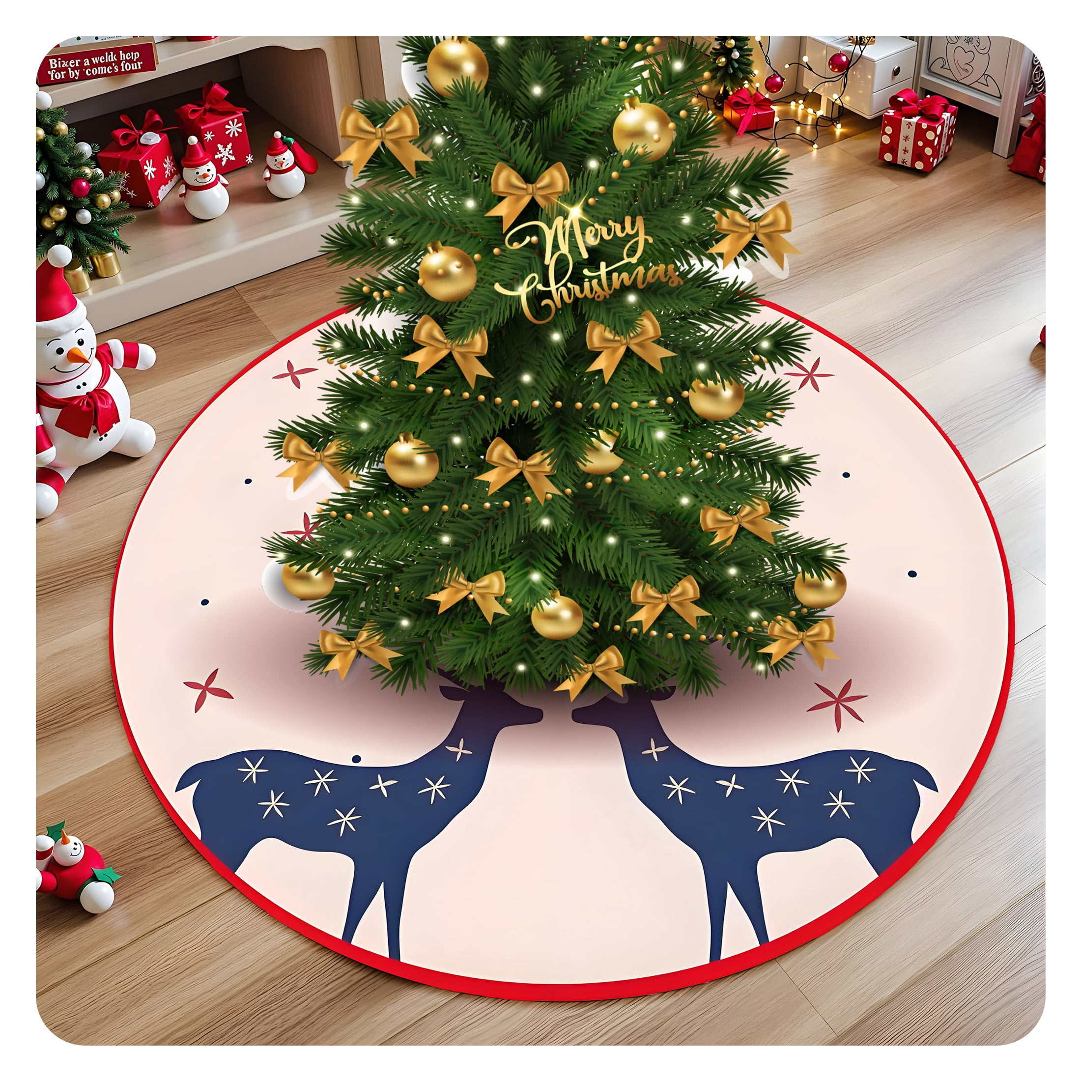 BESTSKY Christmas Tree Skirt,Polyester Christmas Tree Collar for Indoor ...