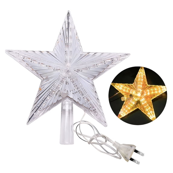 BESTSKY Christmas Tree Topper Star with Led Light,White Christmas Tree ...
