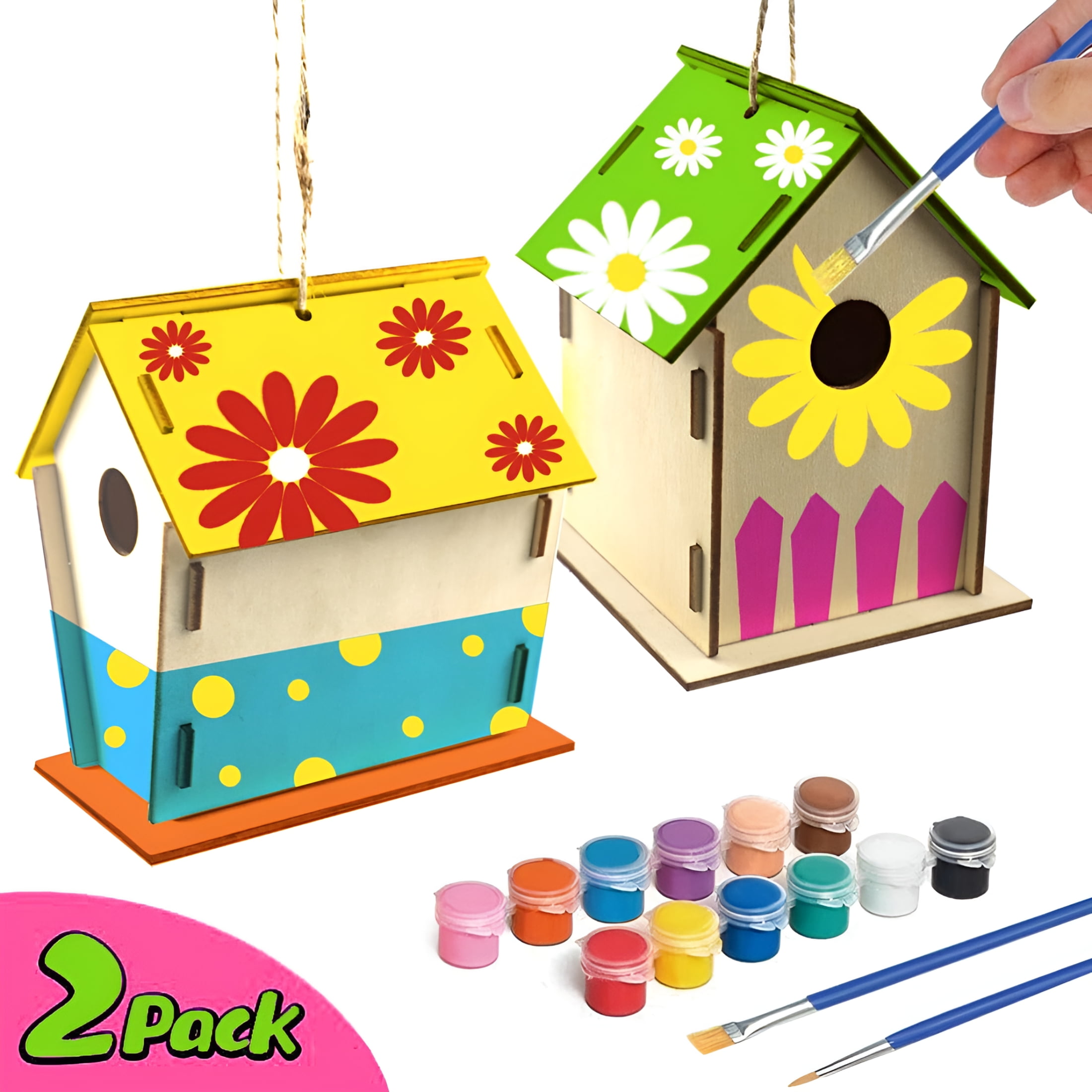 BESTSKY Crafts for Kids Ages 4-8 2Pack DIY Bird House Kit Build and ...