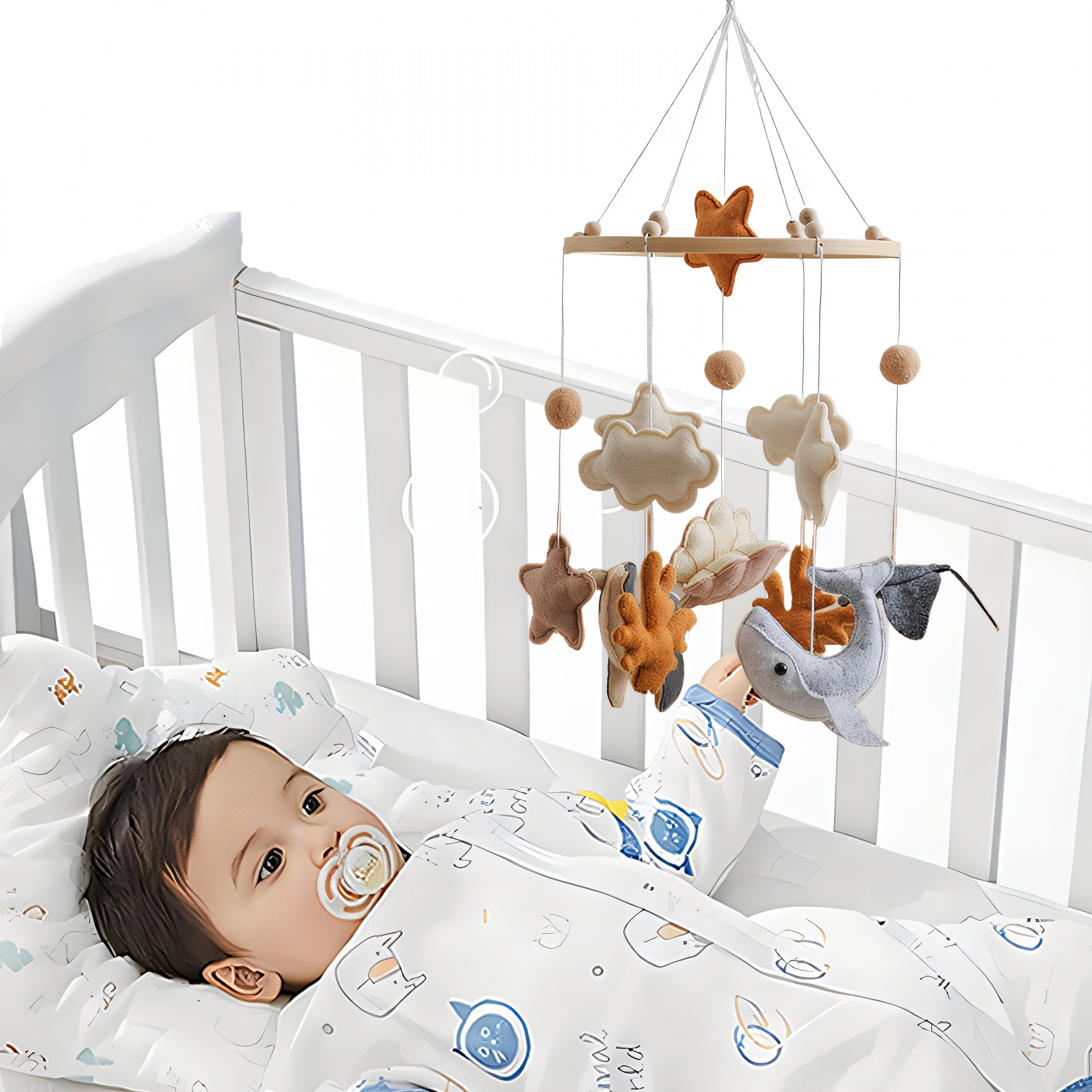 BESTSKY Crib Mobile,Adjustable Volume Control Mobile for Crib,Warm ...