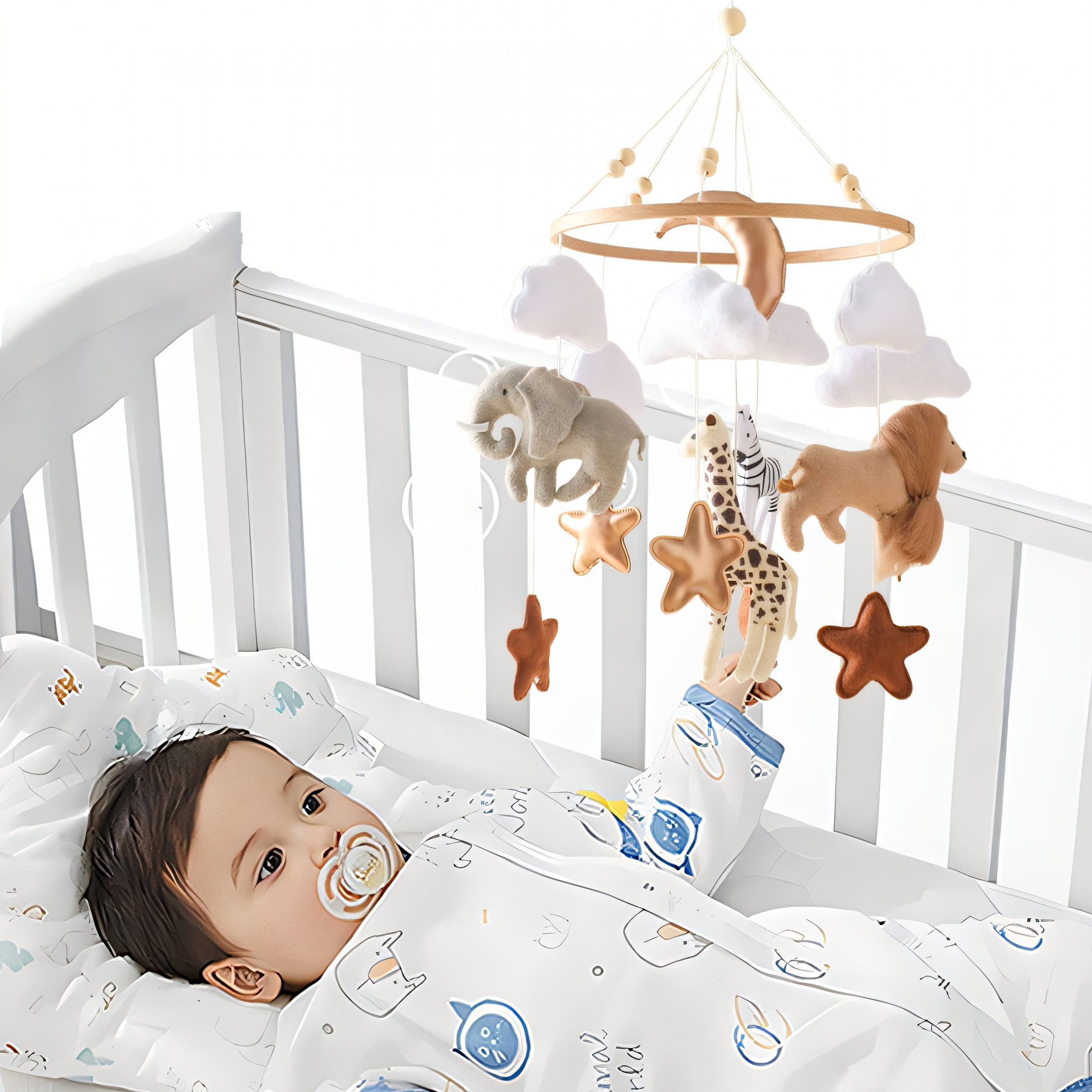 BESTSKY Crib Mobile,Soft and Calming Musical Tones Mobile for Crib ...