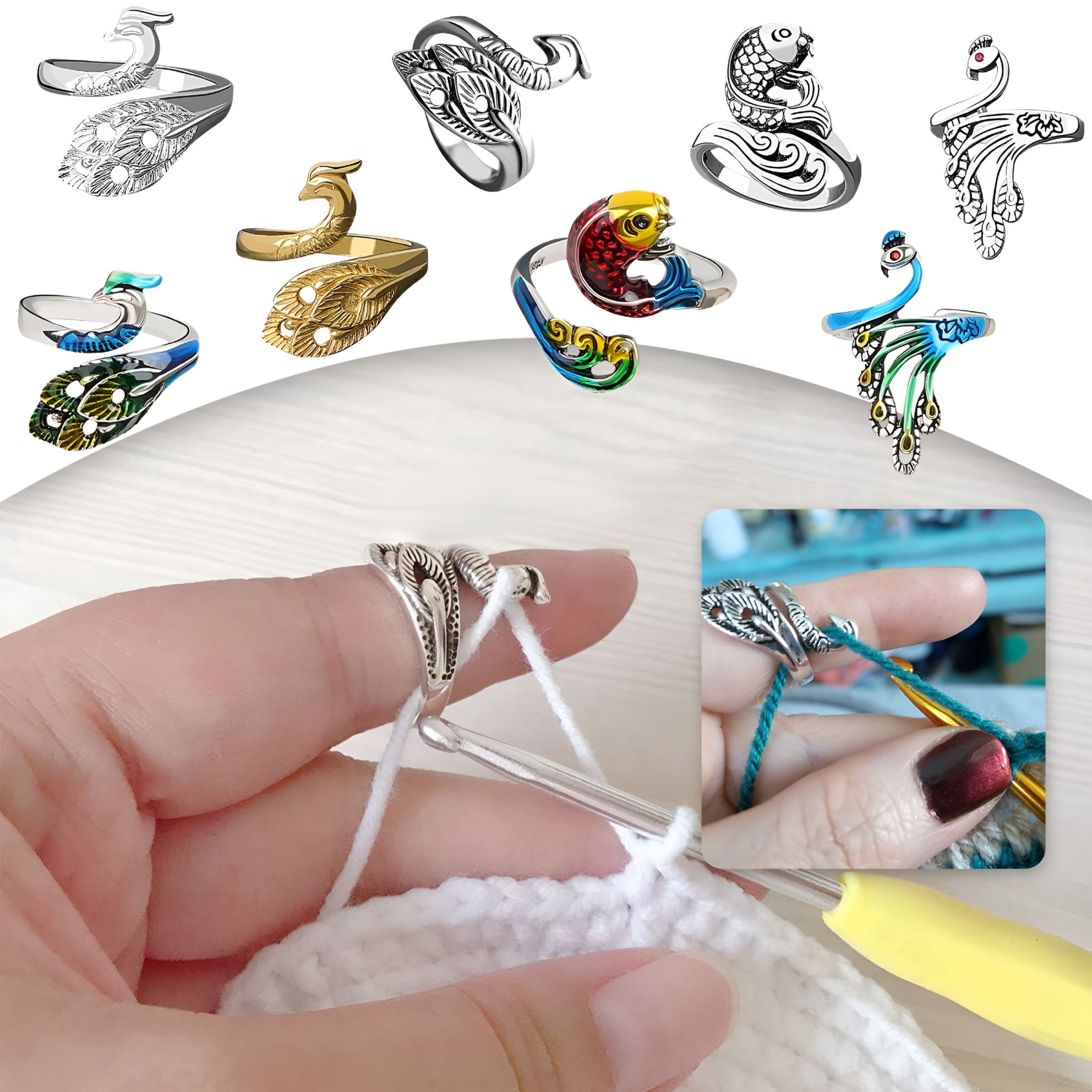 BESTSKY Crochet Rings For Crocheting Adjustable Crochet Tension Ring ...