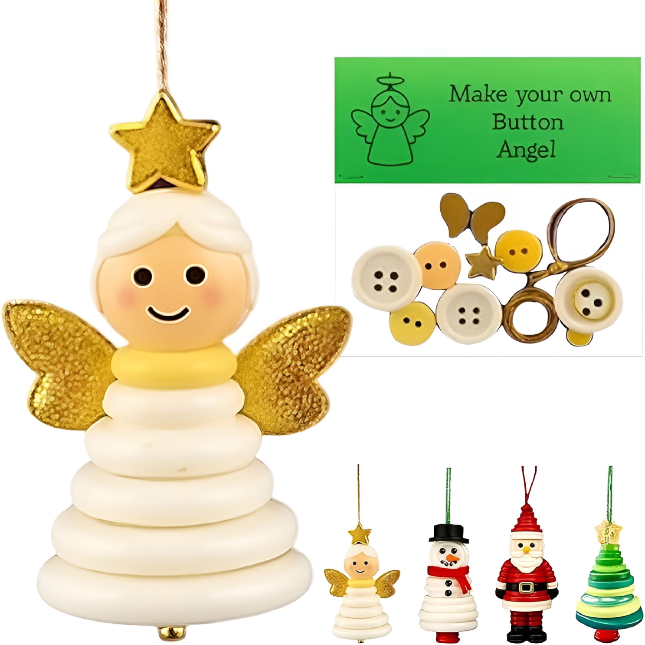 BESTSKY DIY Button Christmas Ornament Kit, Christmas Tree DIY Button ...