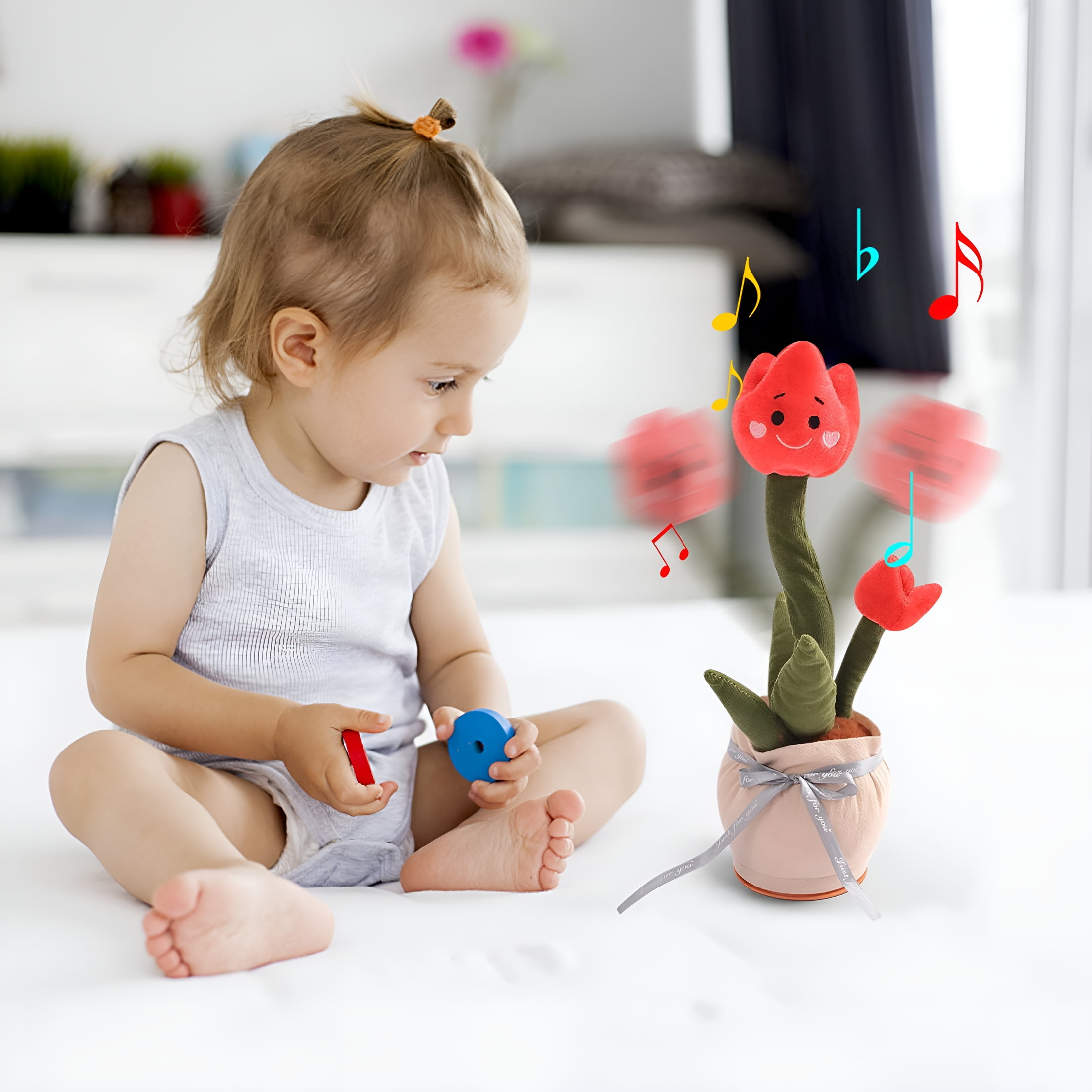 BESTSKY Dancing Tulips Plush Toy Electronic with 60 Song Cute Dance ...