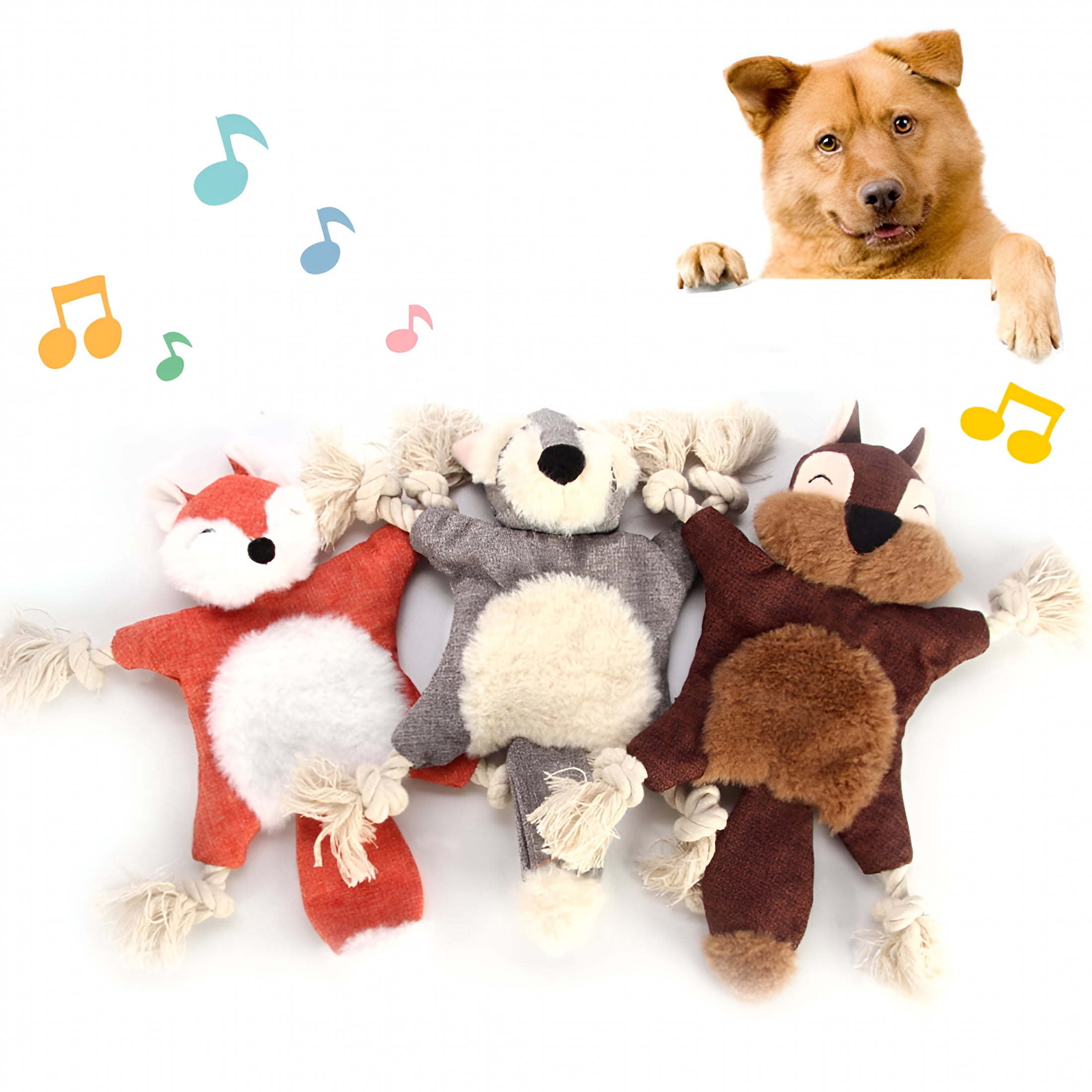 BESTSKY Dog Squeaky Toys,No Stuffing Plush Chew Toy for Small Medium ...
