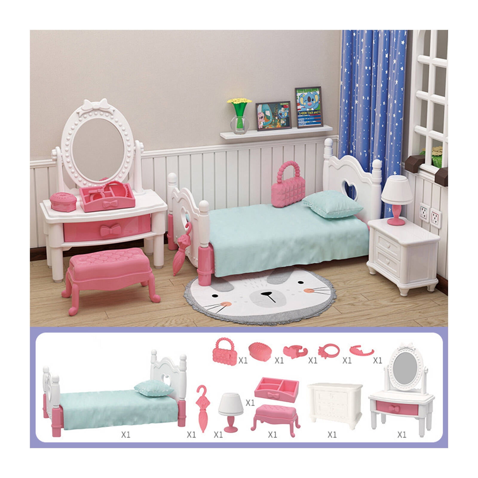 BESTSKY Dollhouse Furniture Set Rich and Diverse Accessories Doll House ...