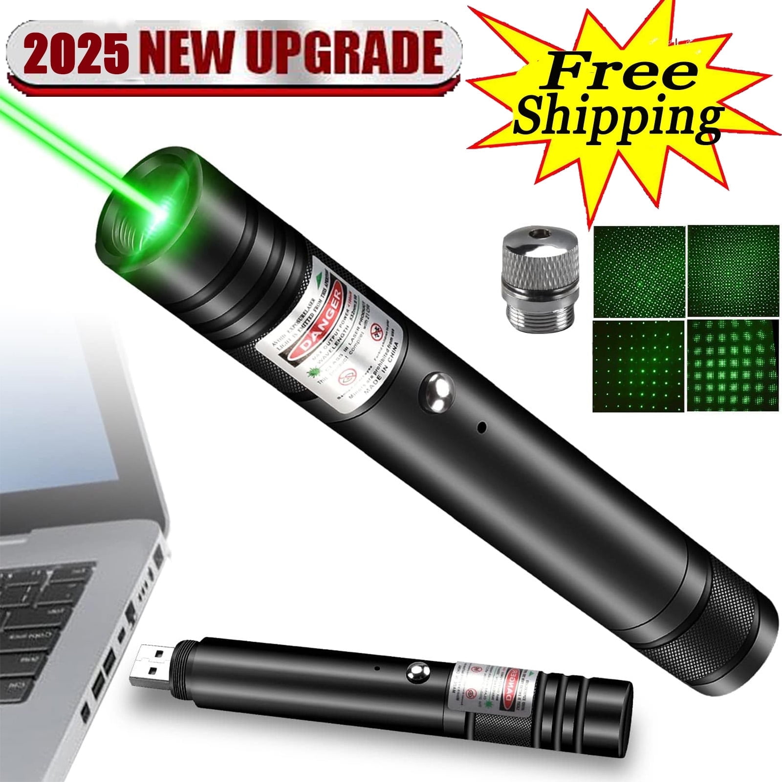BESTSKY Edcpen Light, Green Laser Pointer, Rechargeable Led Flashlight ...
