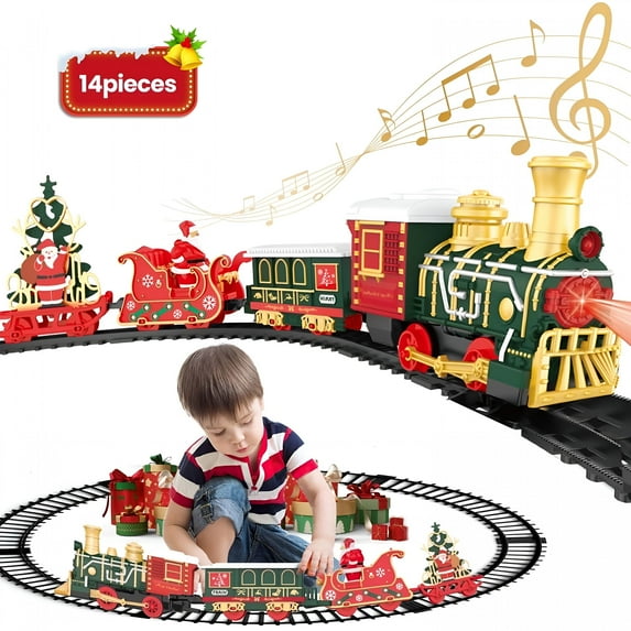 BESTSKY Electric Train Set with Light & Sound, Christmas Train Sets ...