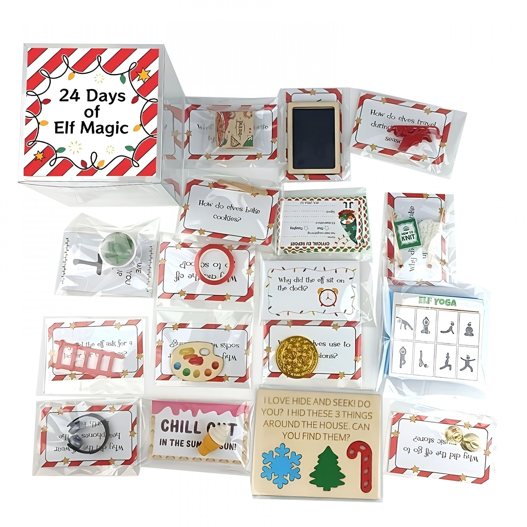 BESTSKY Elf Kit 24 Days Of Christmas, Fun Elf Activities Props ...